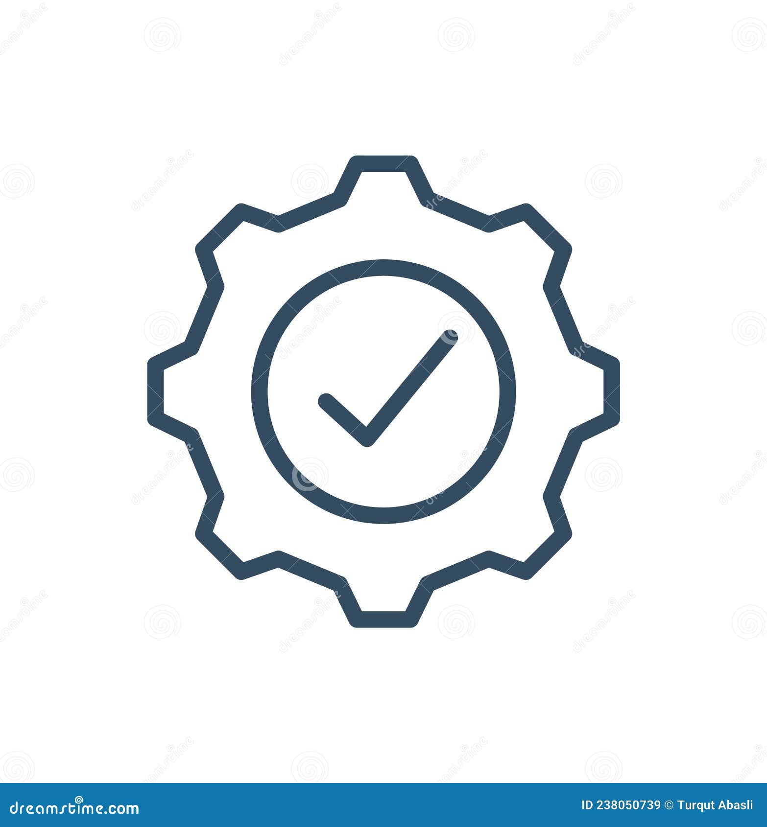 Gear with Check Mark Vector Icon in Thin Line Style Stock Vector ...