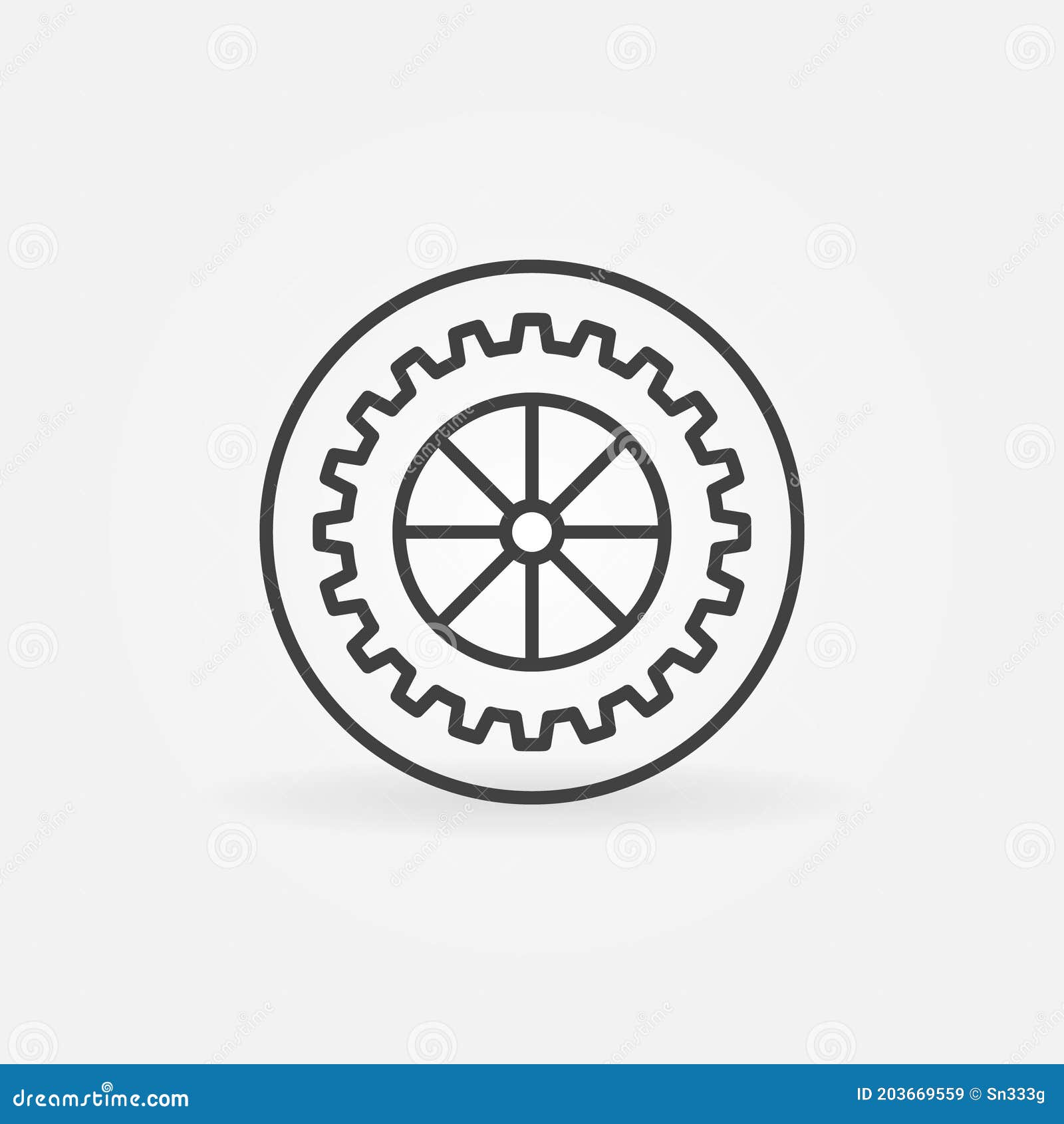 Gear in Circle Outline Vector Concept Icon Stock Vector - Illustration ...