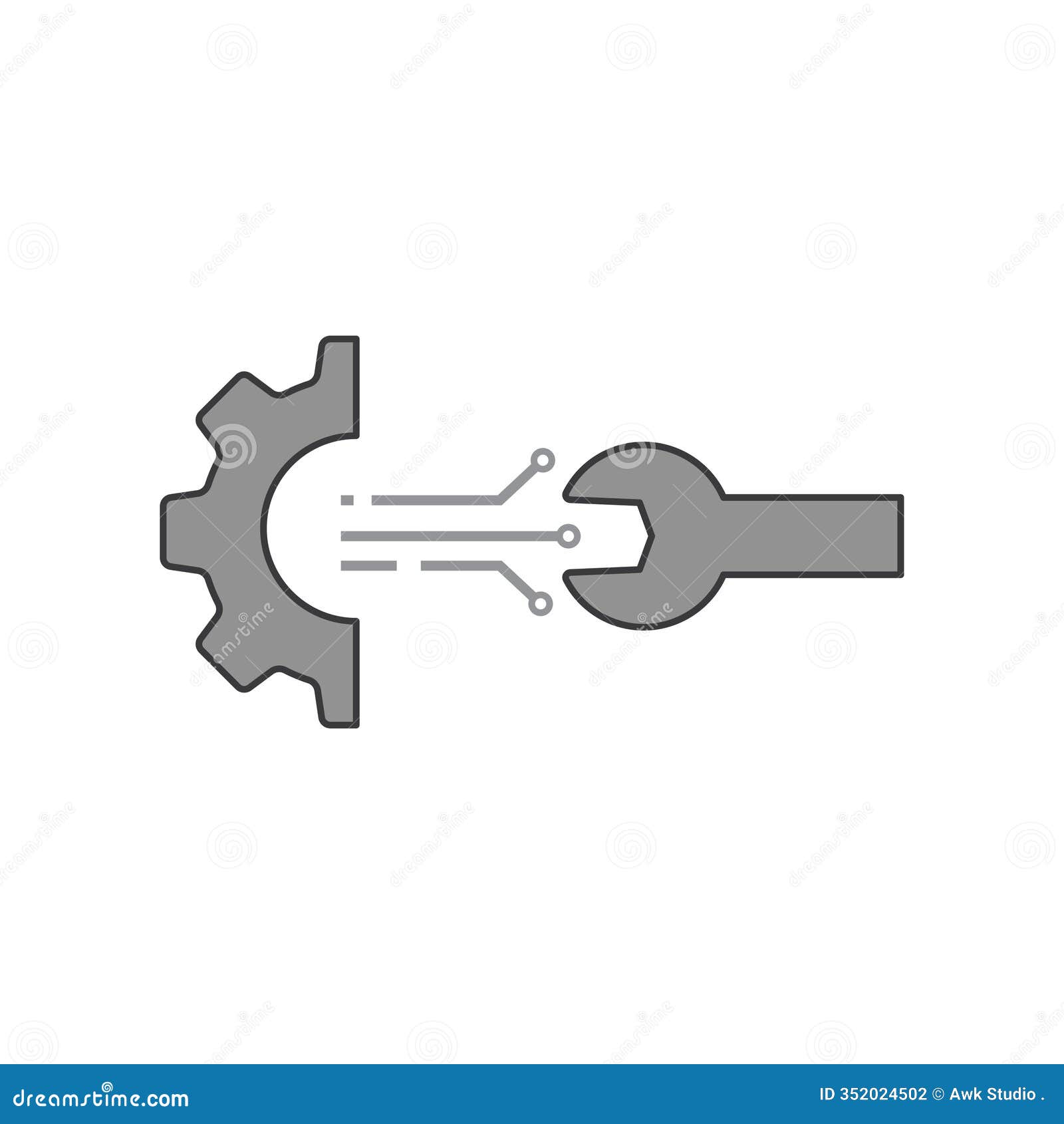 Gear Circuit and Wrench Icon Stock Vector - Illustration of equipment ...