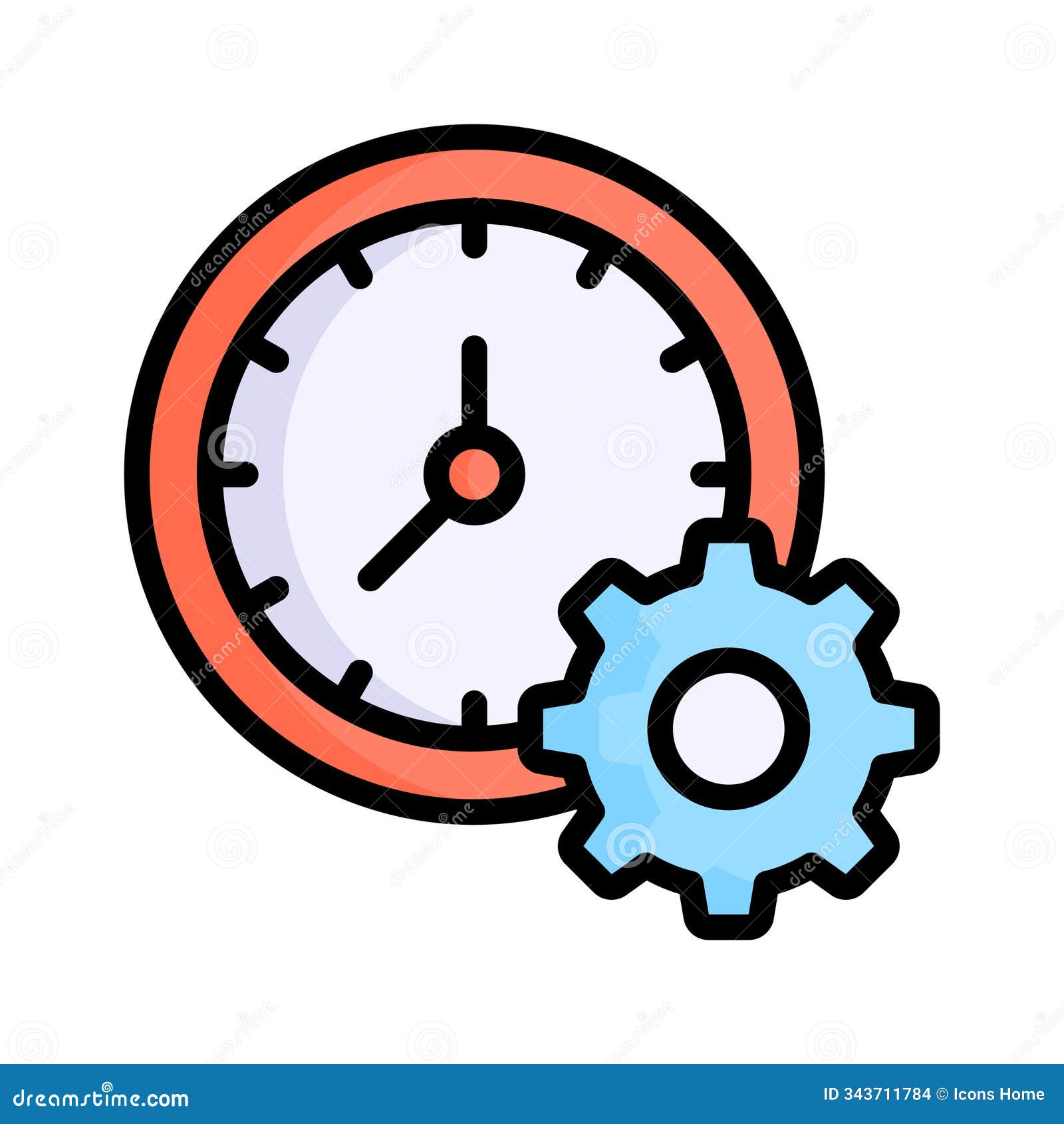 Gear with Clock Concept Icon of Time Management Stock Vector ...