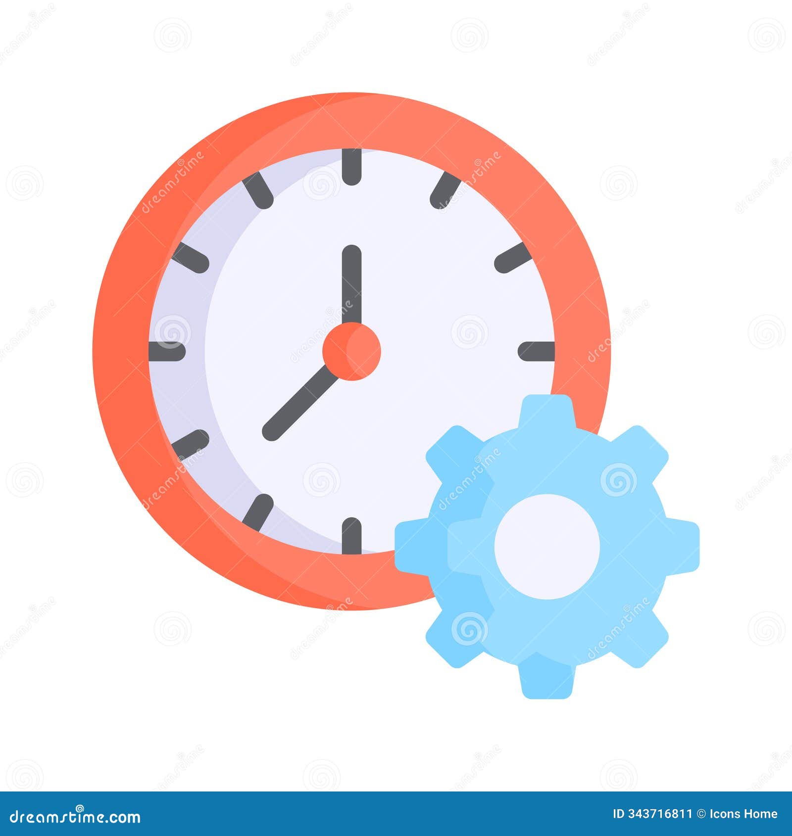 Gear with Clock Concept Icon of Time Management Stock Vector ...