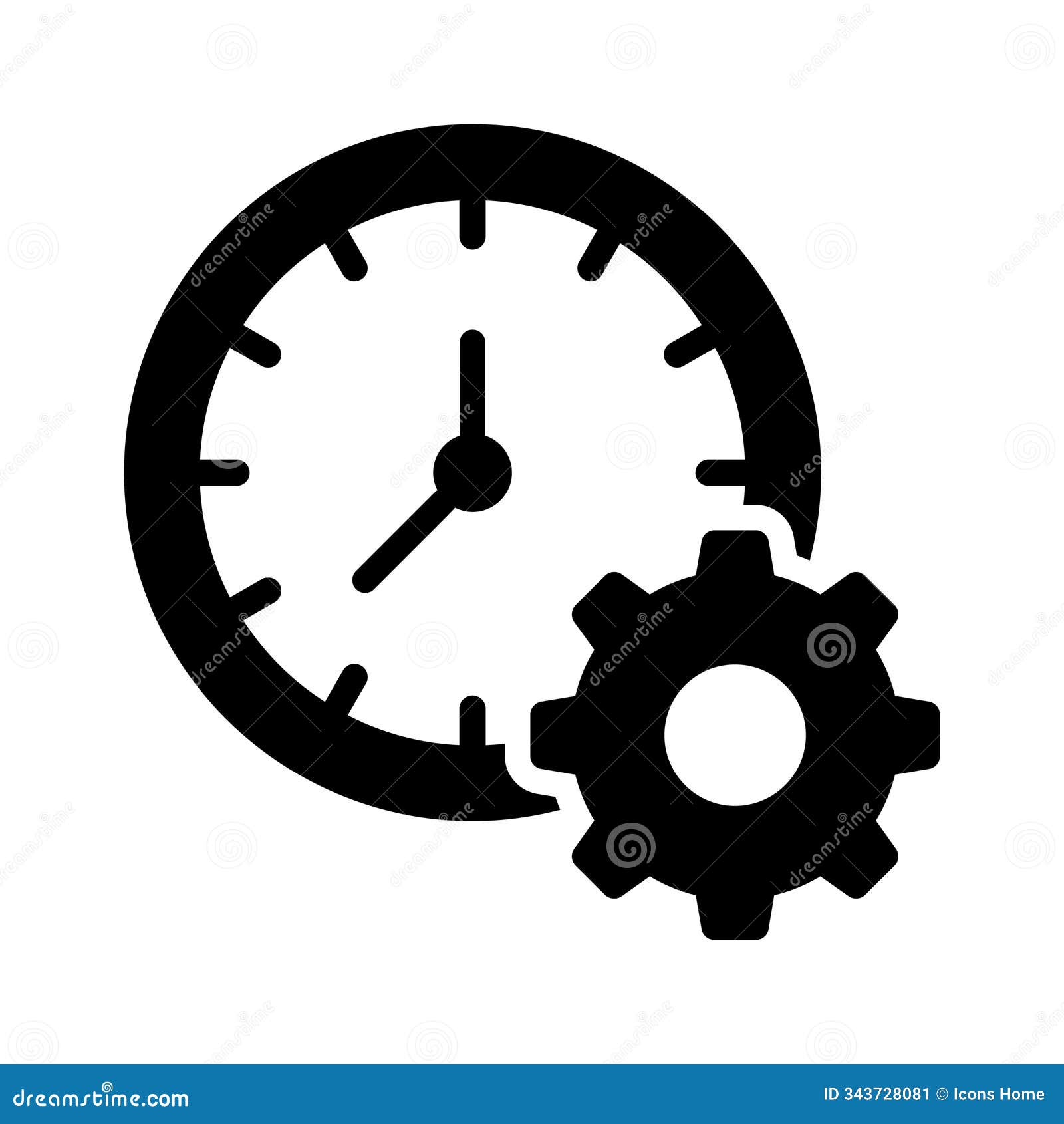 Gear with Clock Concept Icon of Time Management Stock Vector ...