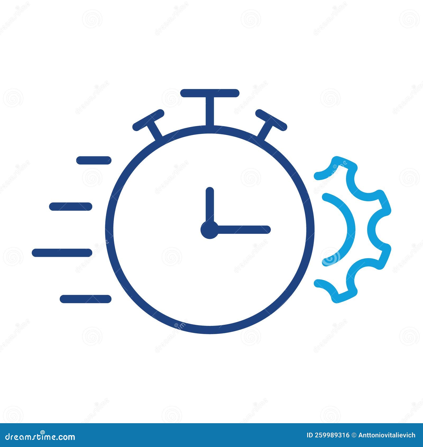 Gear and Clock Line Icon. Cog Wheel and Watch Time Deadline, Settings ...