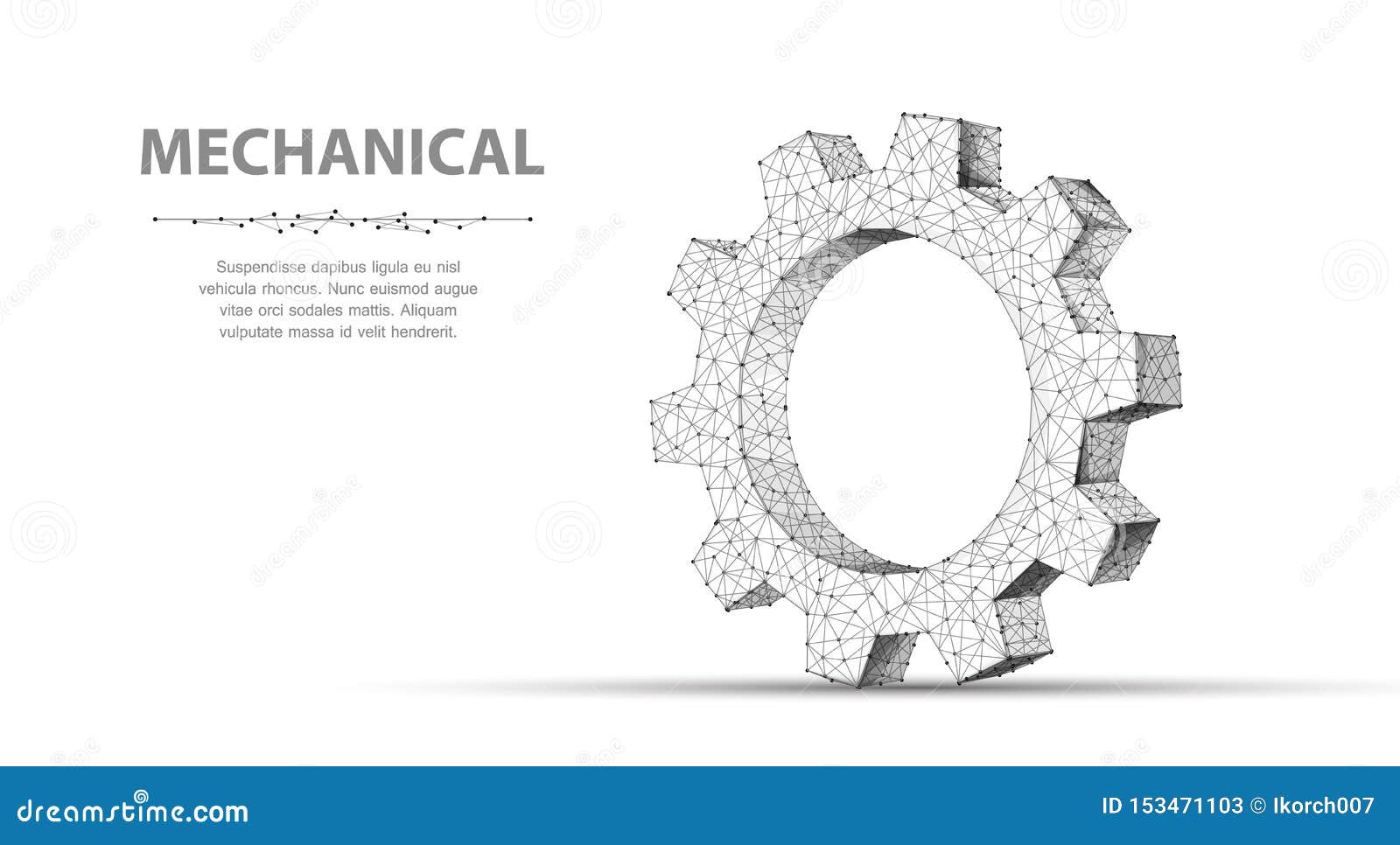 Gear. Closeup Abstract Vector Wireframe One Gear. 3d Illustration ...