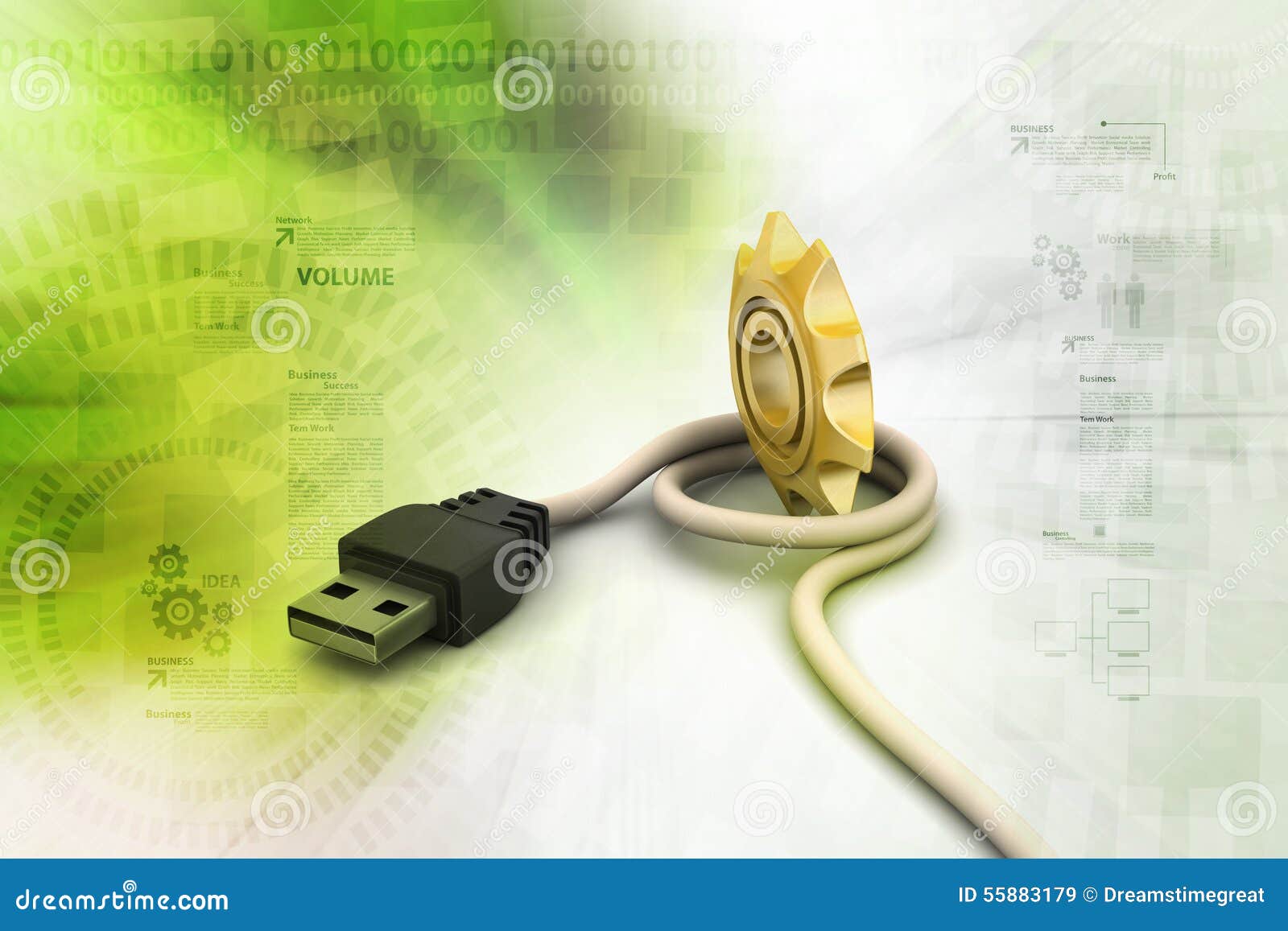Gear Cog Connect with Cord Wire Stock Illustration - Illustration of ...
