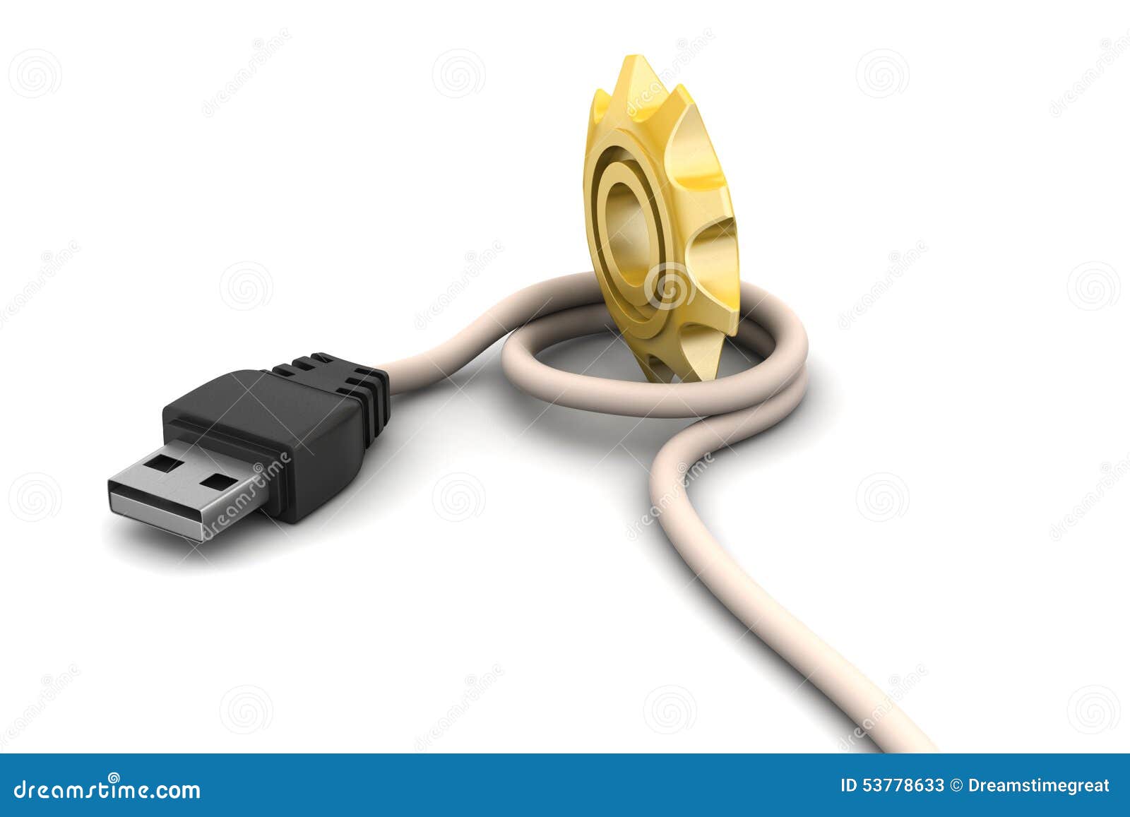 Gear Cog Connect with Cord Wire Stock Illustration - Illustration of ...