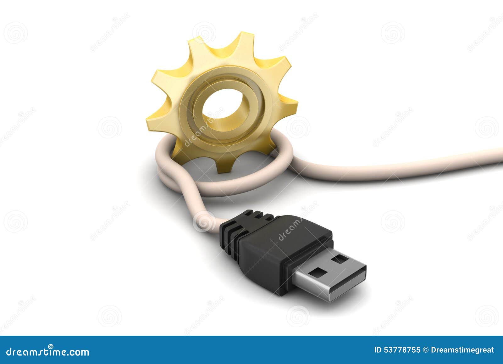 Gear Cog Connect with Cord Wire Stock Illustration - Illustration of ...