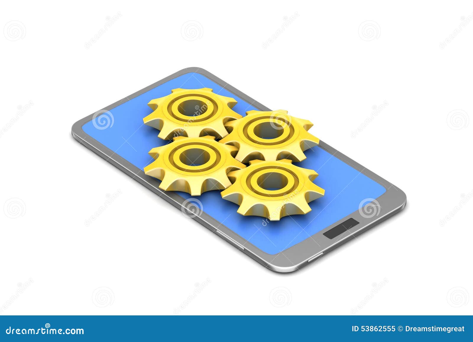 Gear cog with smart phone stock illustration. Illustration of abstract ...