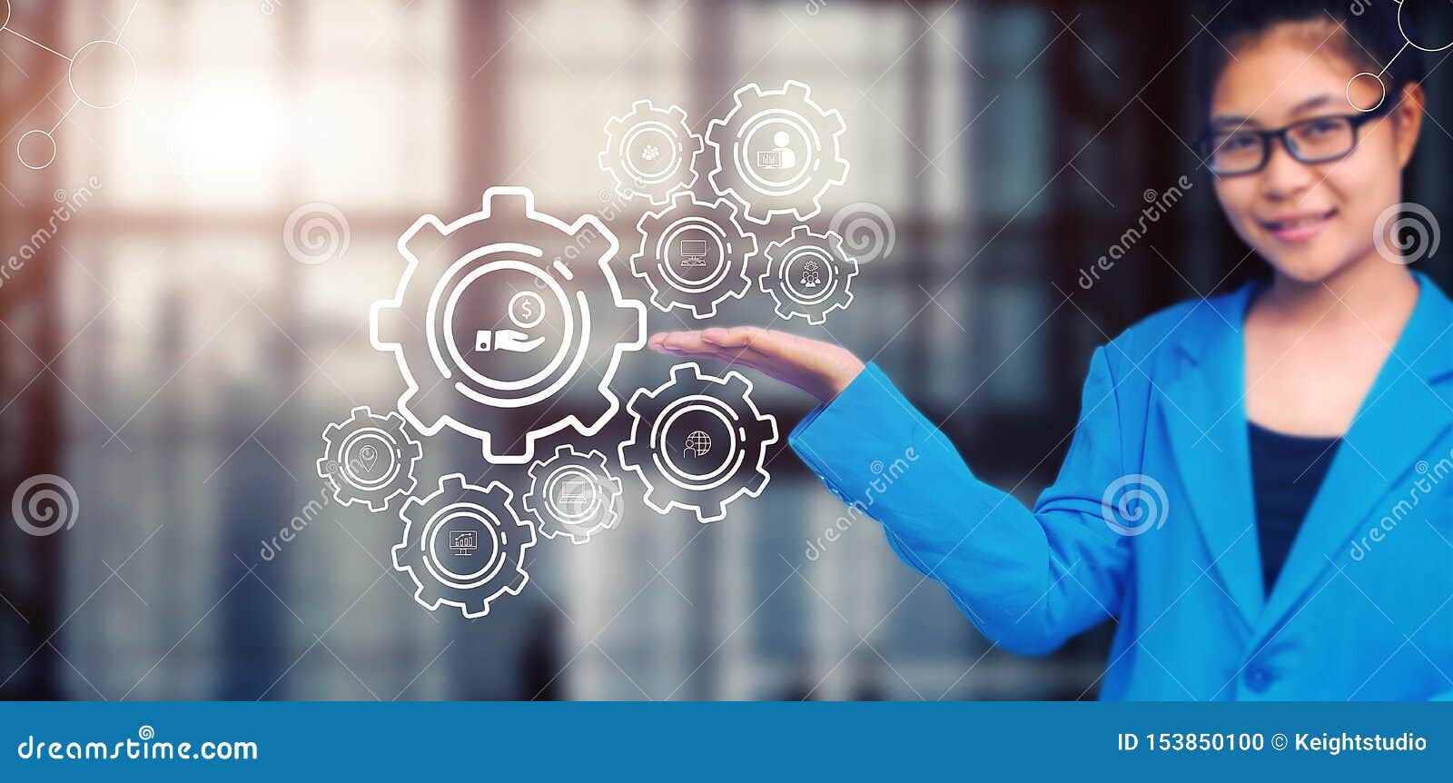 Gear Cogs is Connected To Financial Charts, KPI, and Graphs Stock Photo ...