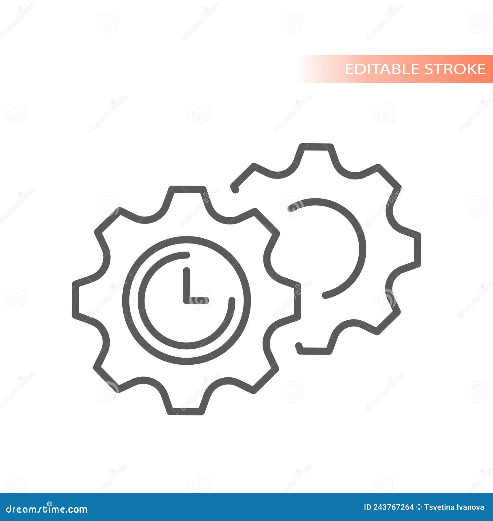 Gear or Cogwheel and Clock Line Vector Icon Stock Vector - Illustration ...