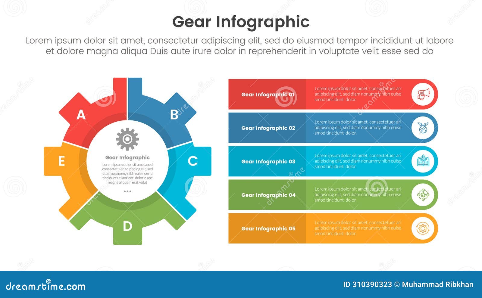 Gear Cogwheel Infographic Template Banner with Round Rectangle Stack ...