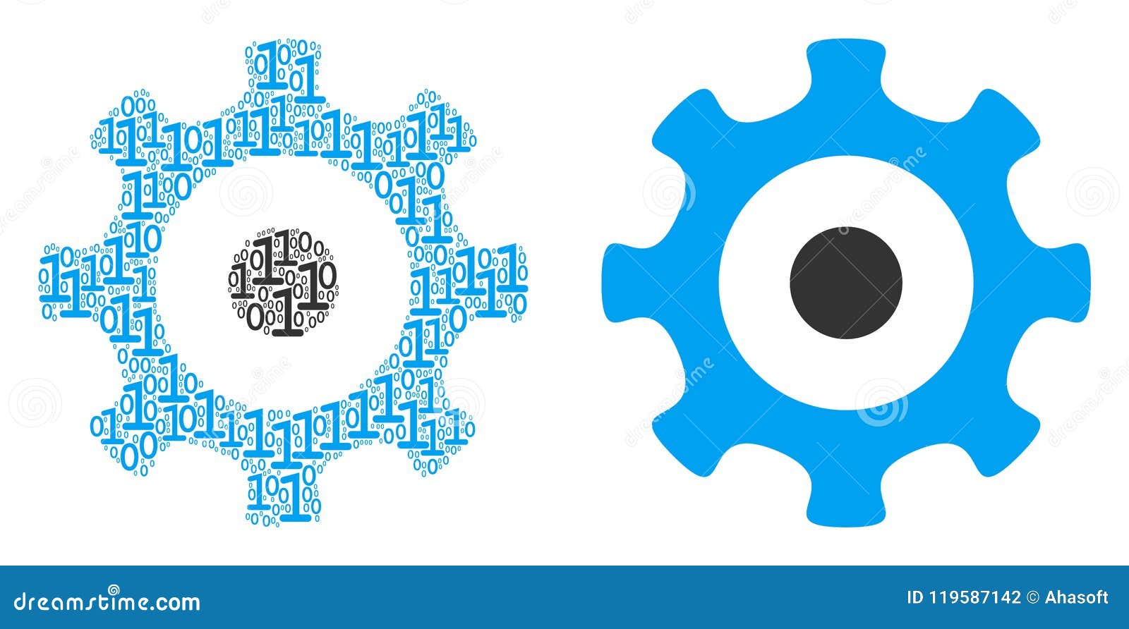 Gear Composition of Binary Digits Stock Vector - Illustration of mosaic ...