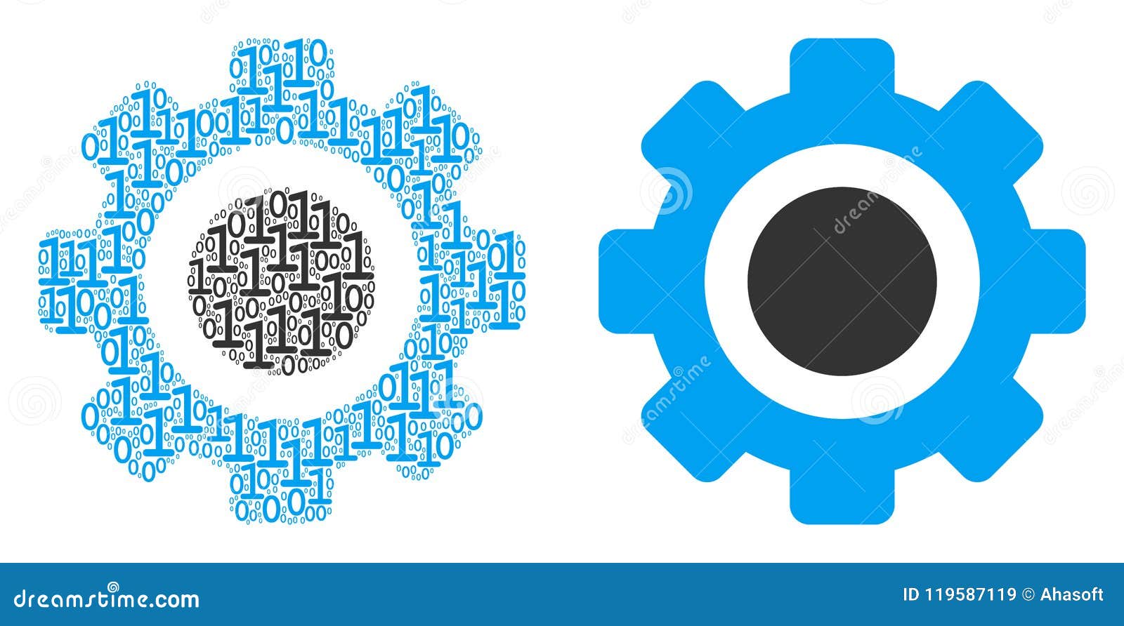 Gear Composition of Binary Digits Stock Vector - Illustration of ...