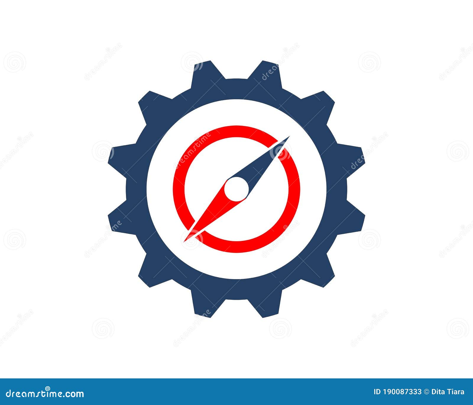 Gear with compass inside stock vector. Illustration of mechanic - 190087333