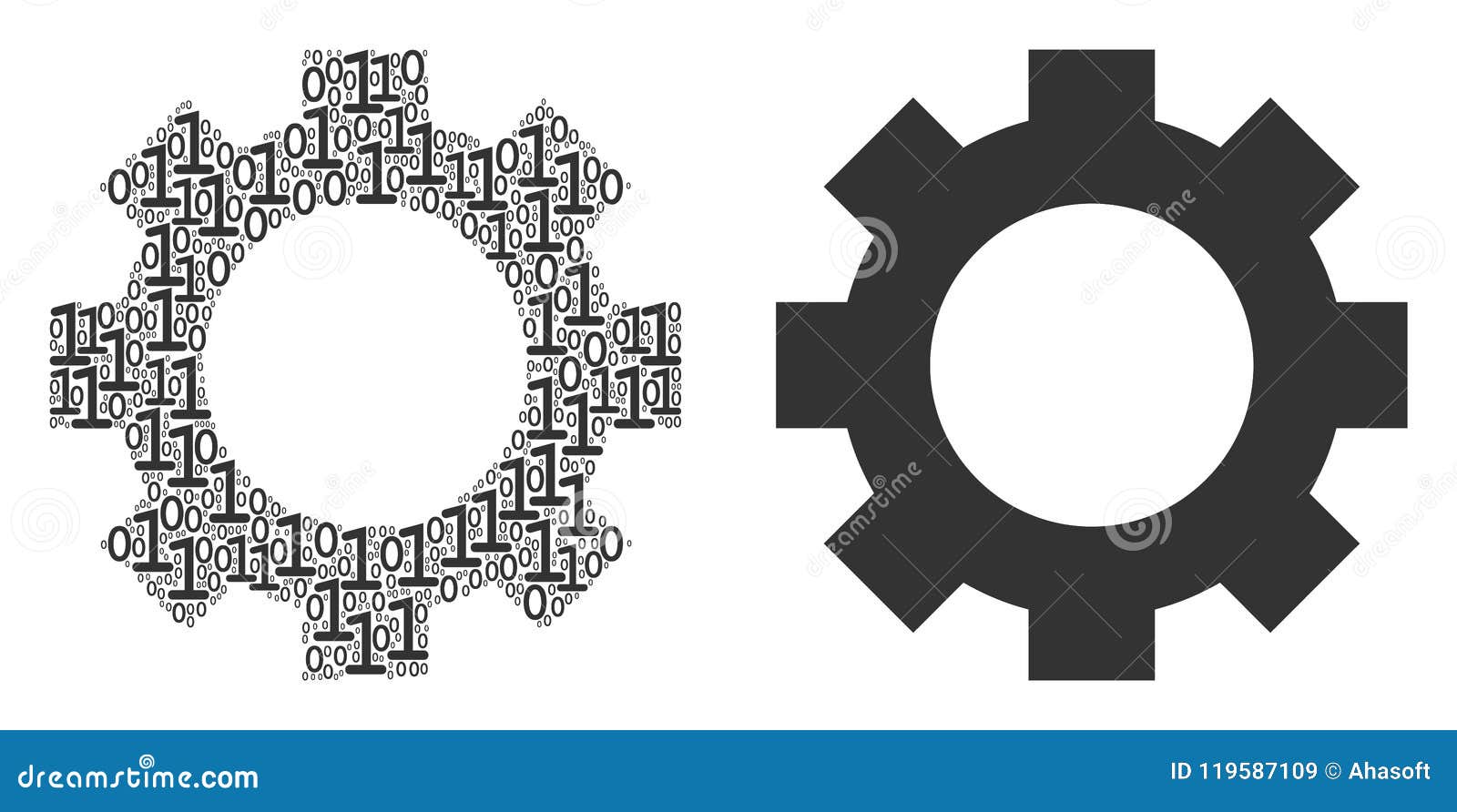 Gear Collage of Binary Digits Stock Vector - Illustration of pattern ...