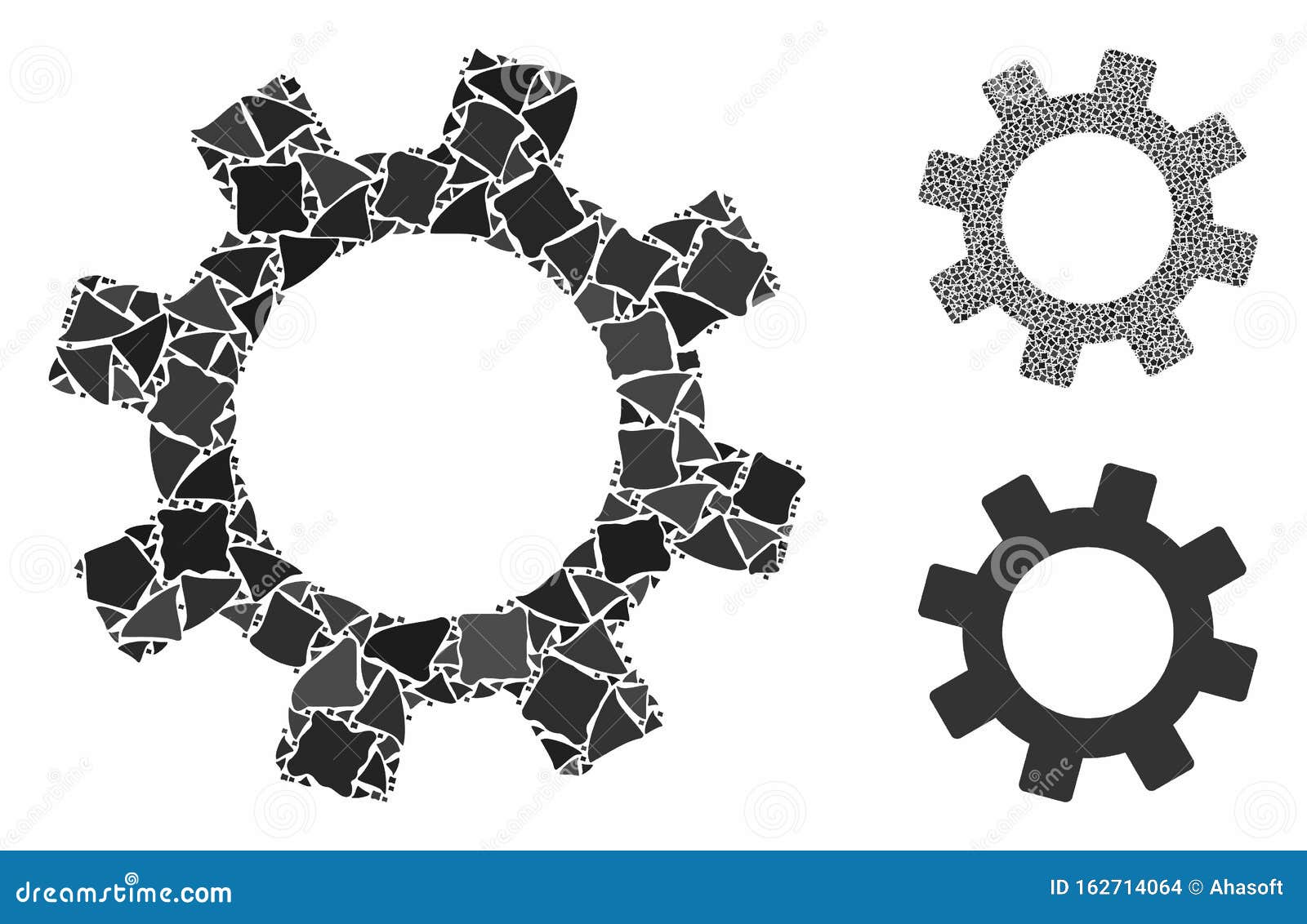 Gear Composition Icon of Unequal Pieces Stock Illustration ...