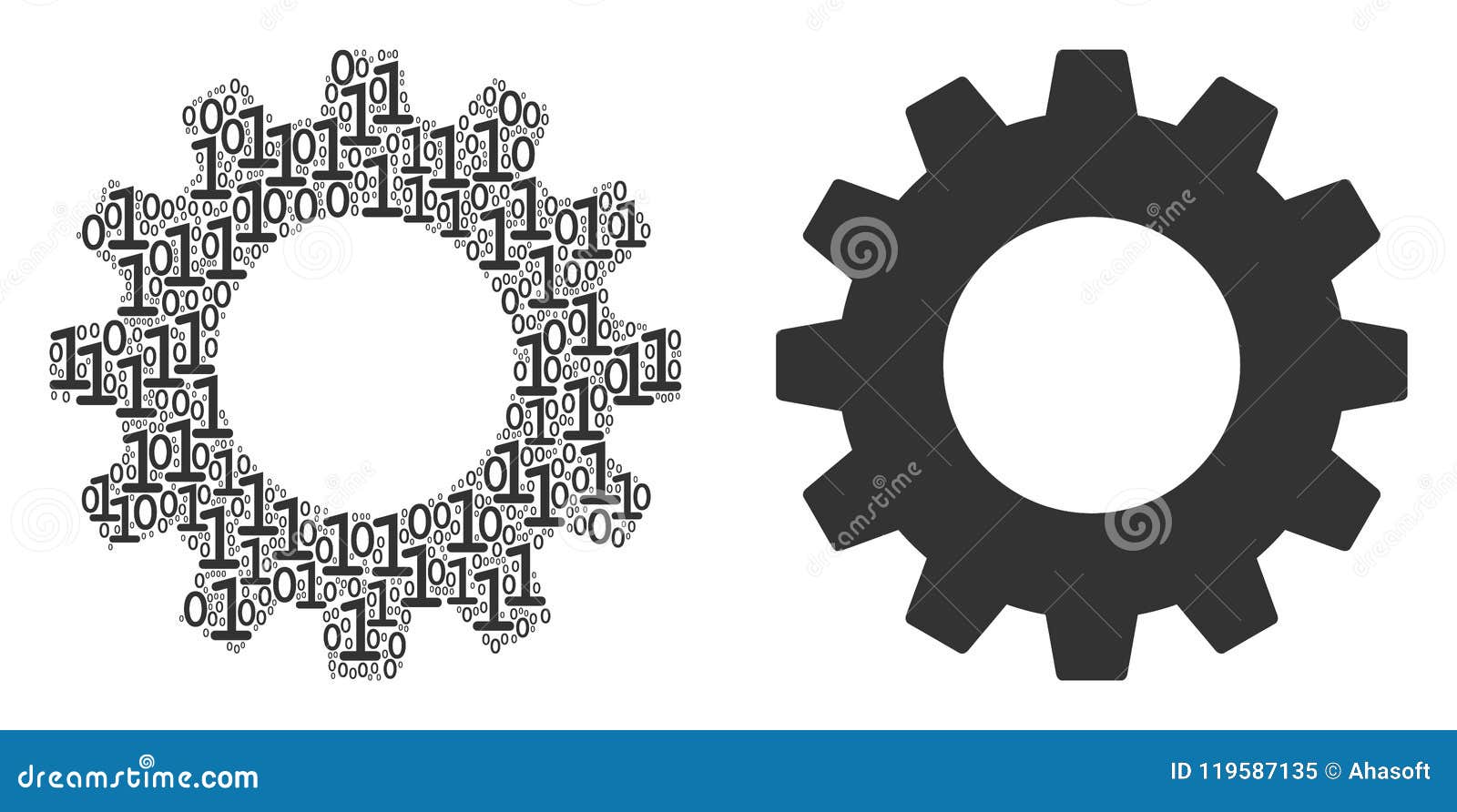 Gear Composition of Binary Digits Stock Vector - Illustration of ...