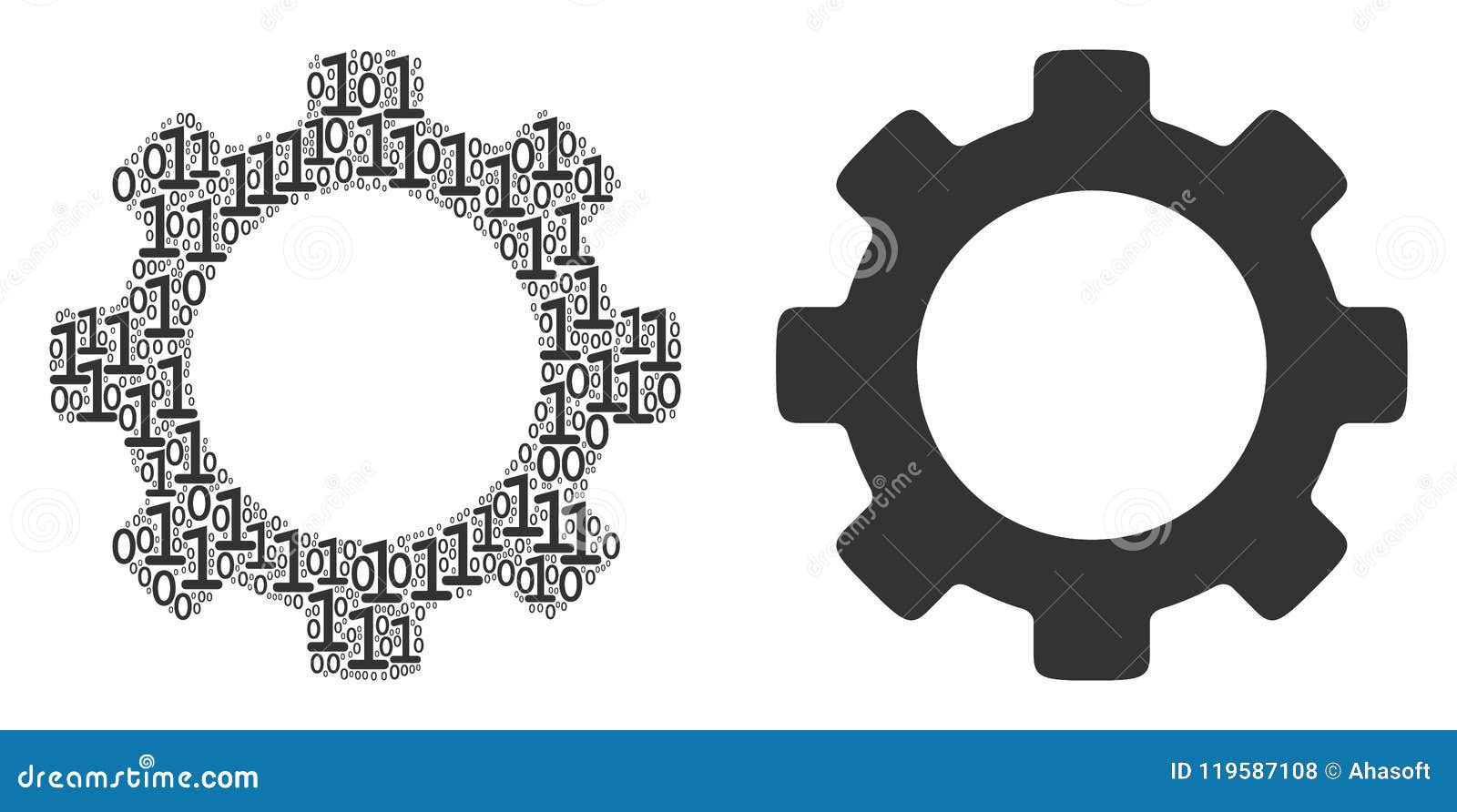 Gear Collage of Binary Digits Stock Vector - Illustration of ...