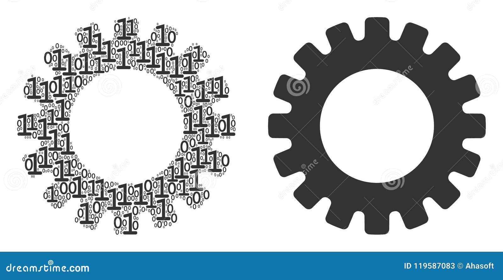 Gear Mosaic of Binary Digits Stock Vector - Illustration of engine ...