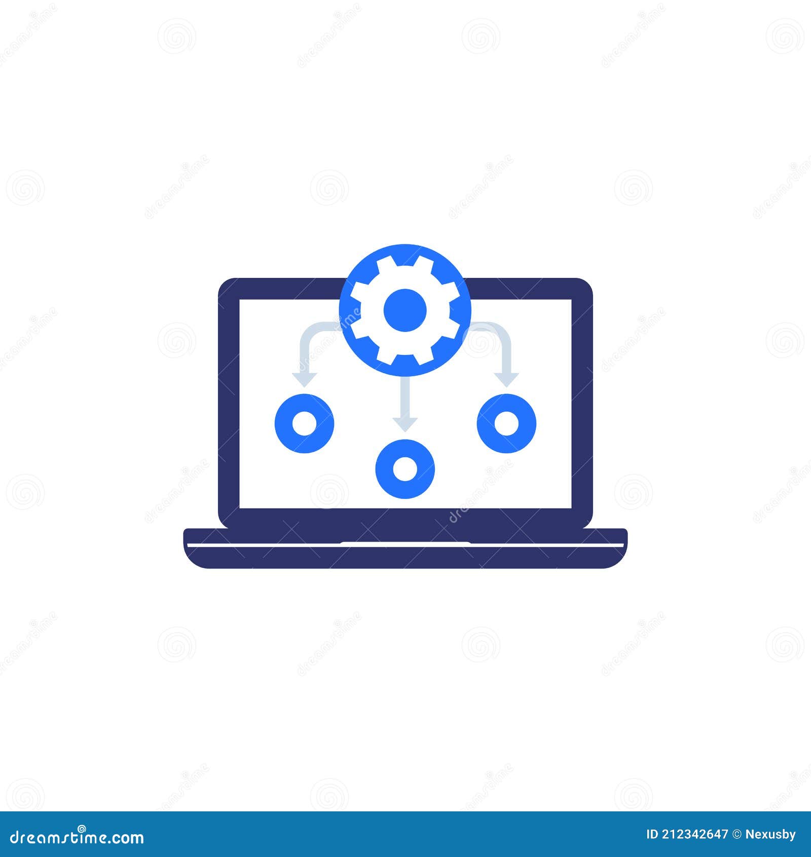 Gear and Computer Icon with Laptop, Vector Stock Vector - Illustration ...