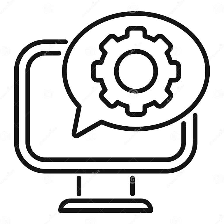 Gear Computer Support Icon Outline Vector. Online Tech Volume Stock ...