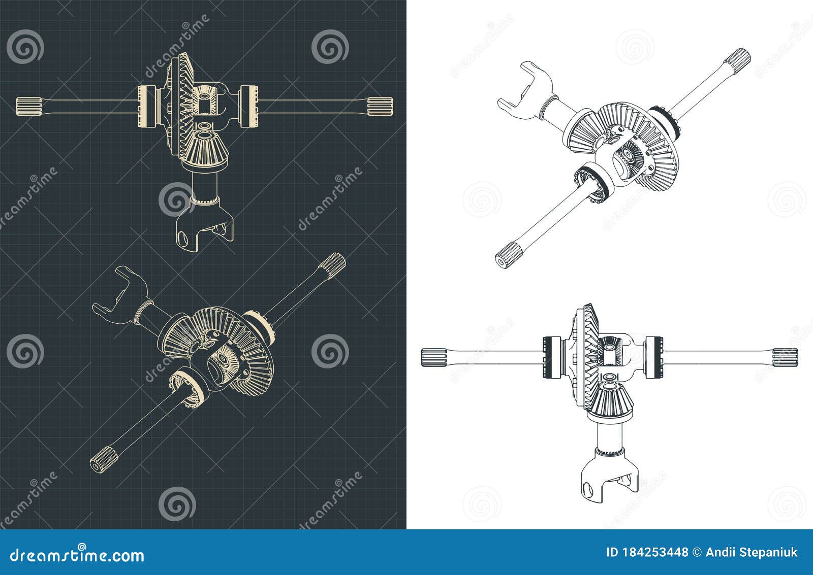 Gear Differential Drawings stock vector. Illustration of engineering ...