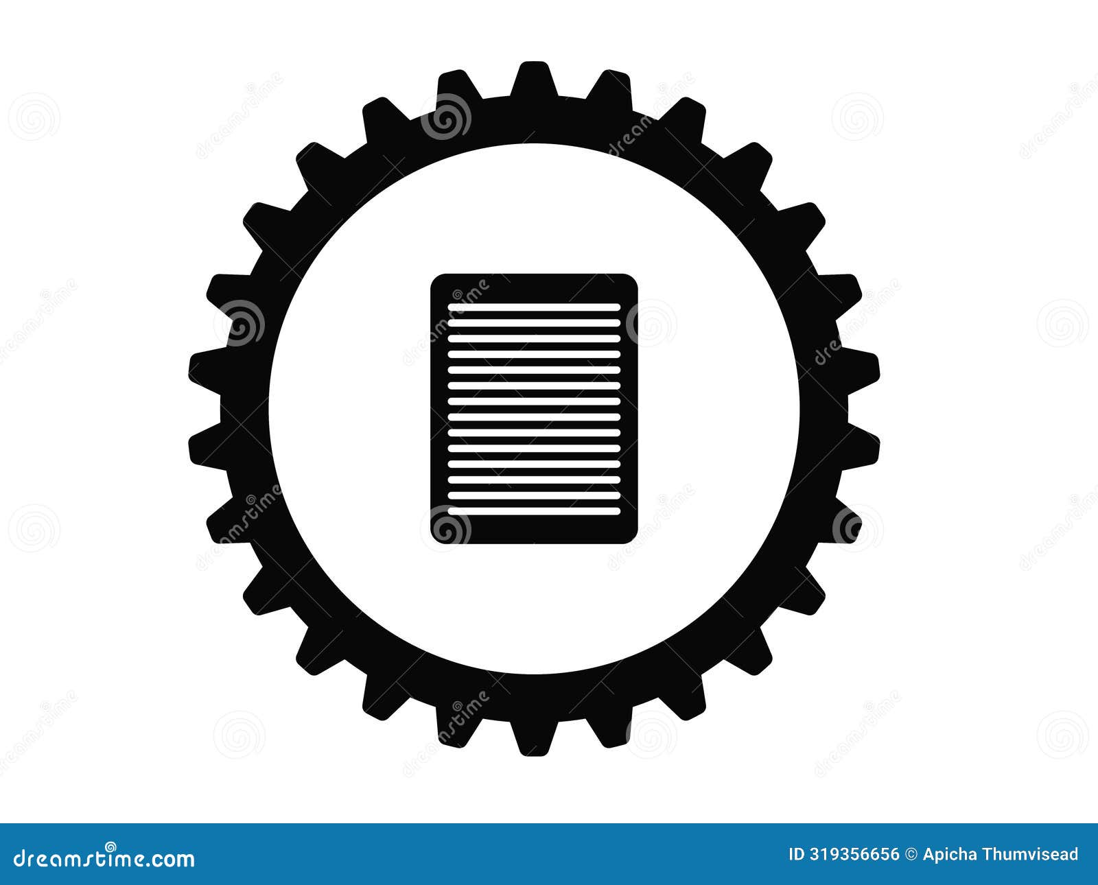 Gear and Document Icon. Flat Style Black Icon on White Background ...