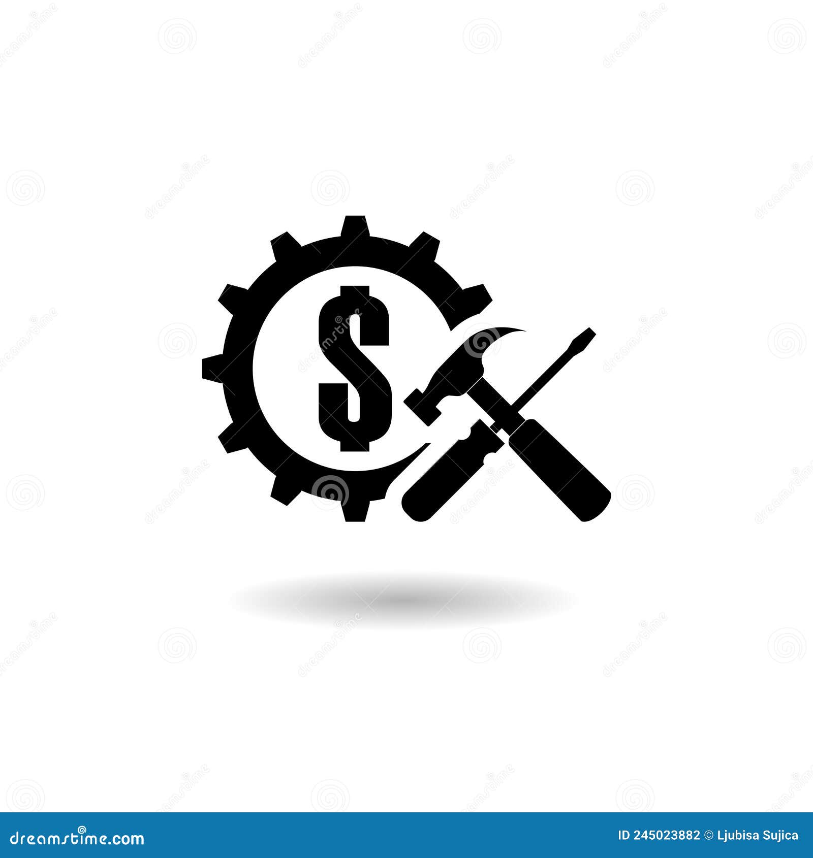 Gear with Dollar and Tool Symbol Icon Stock Vector - Illustration of ...