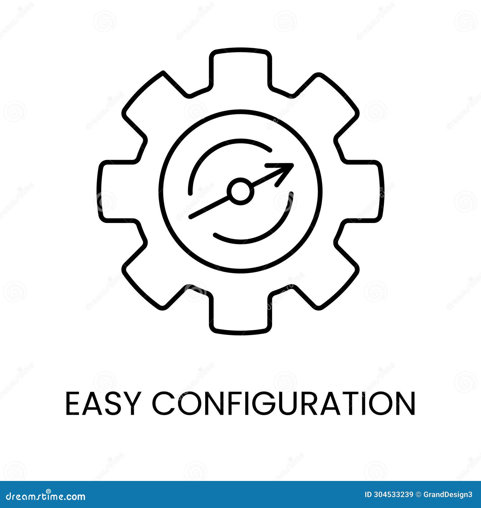 Gear Easy Setting, Configuration Linear Icon in Vector Stock Vector ...