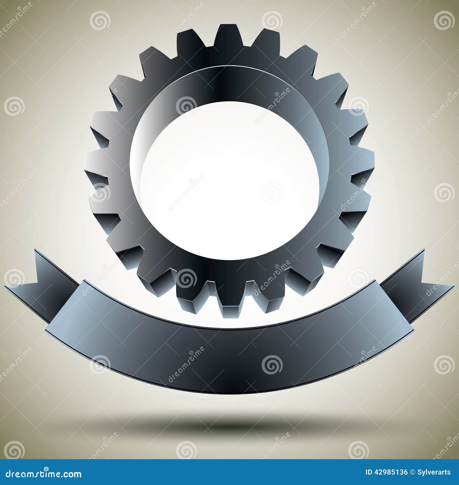 Gear Emblem with Blank Banner. Stock Vector - Illustration of dimension ...