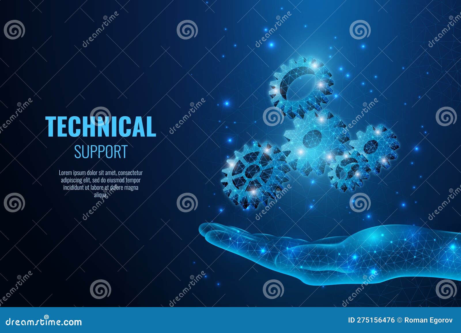 Gear Engine. Technical Wireframe Hand. for Digital Support Team ...