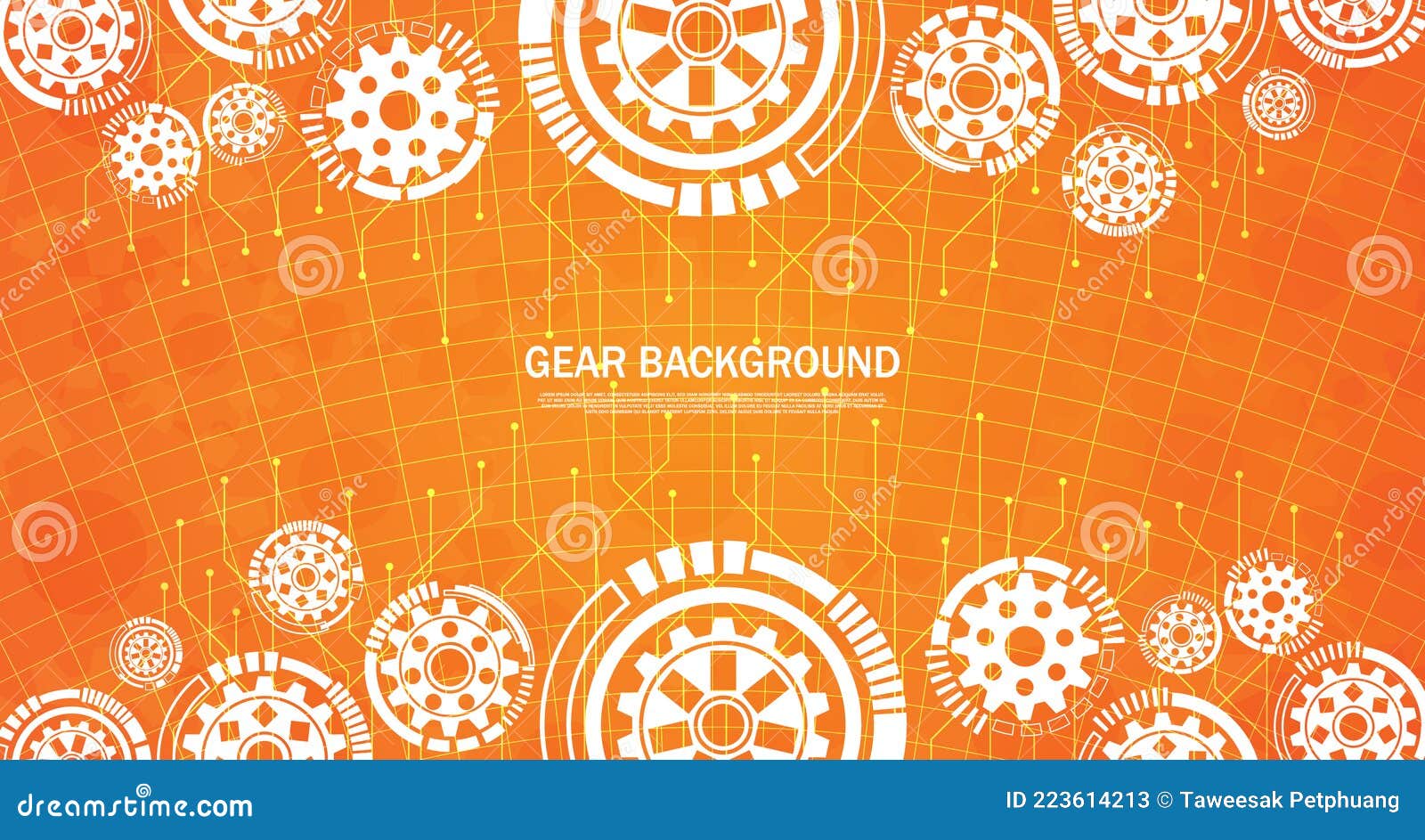 Gear Engineering High Tech Technology on Orange Background EP.2 Stock ...