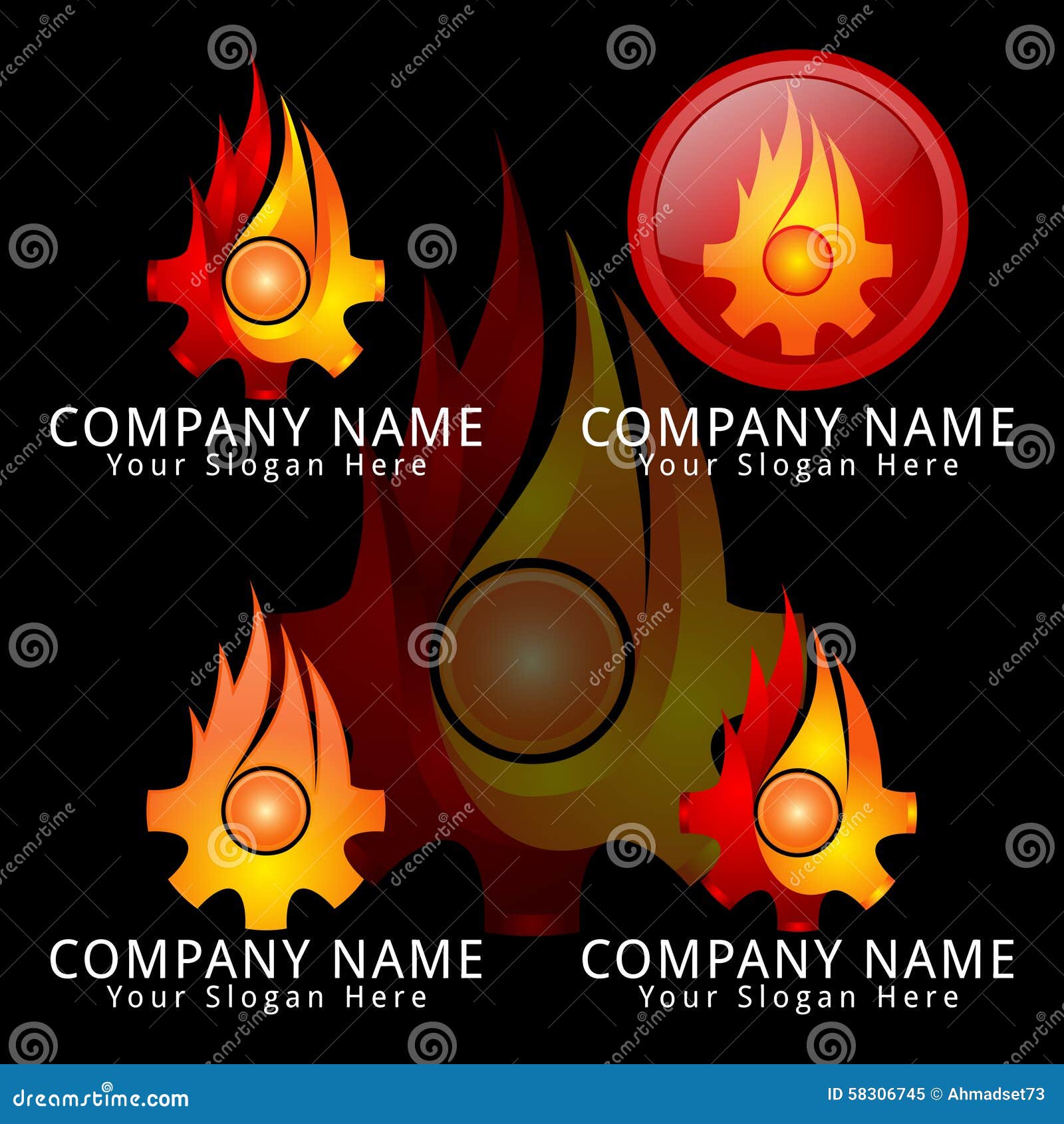Gear Fire Mechanic Concept Logo Stock Vector - Illustration of flaming ...