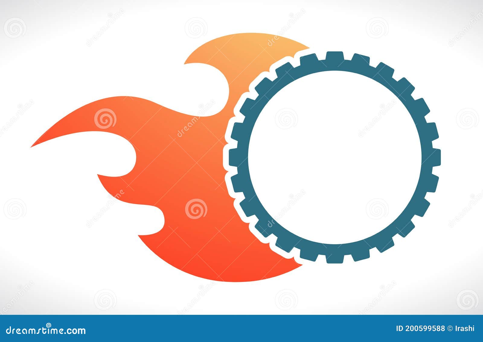 Gear with flame stock vector. Illustration of bonfire - 200599588