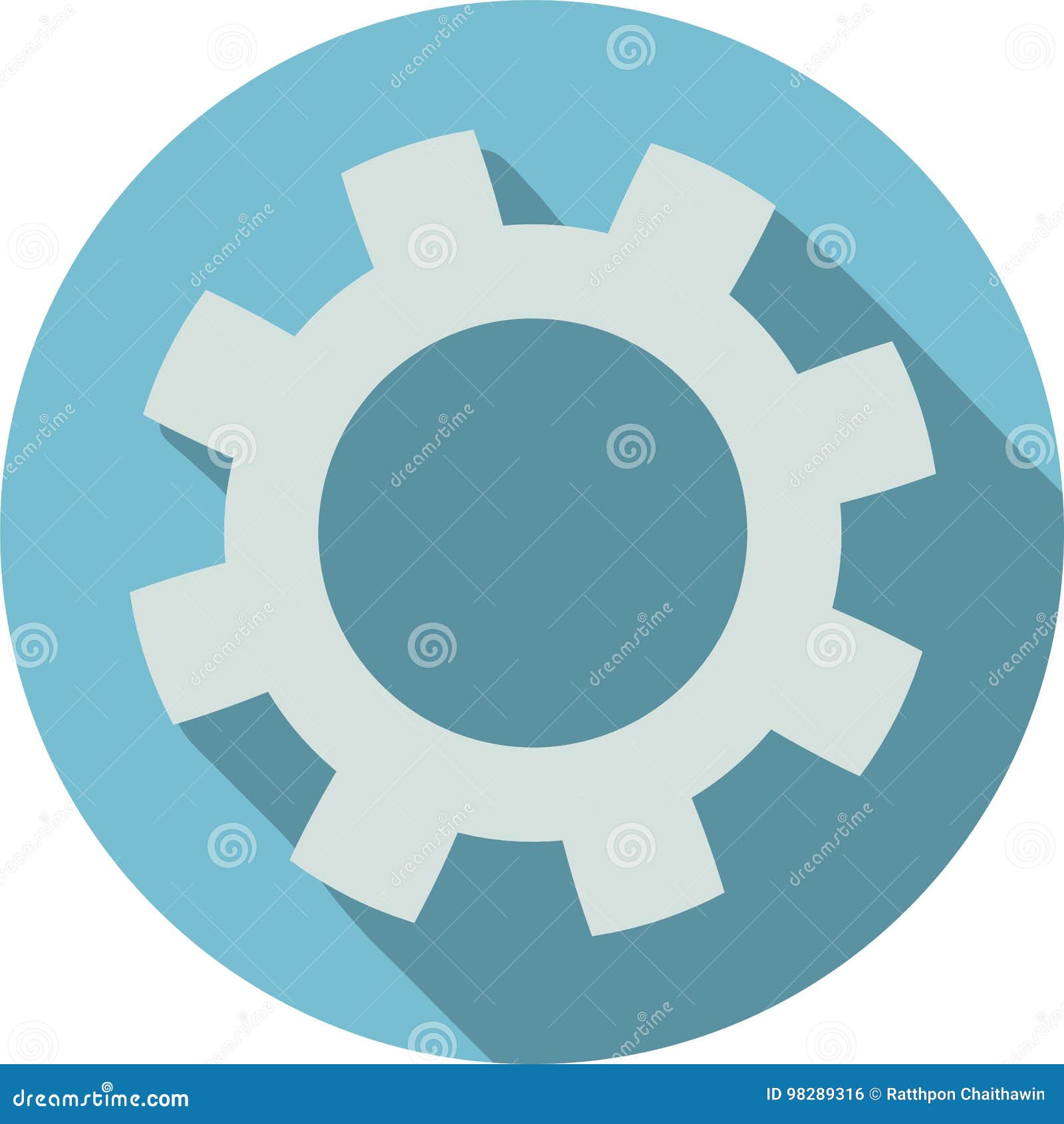 Gear Flat Icon Light Blue Background Stock Illustration - Illustration ...