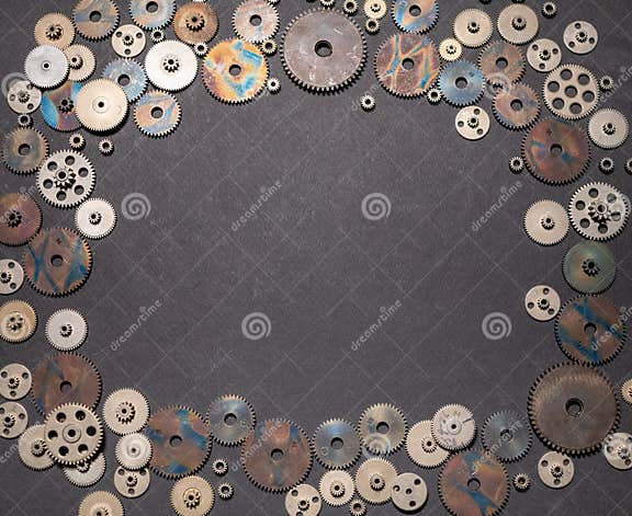 Gear Frame, Black Background Stock Photo - Image of border, pattern ...