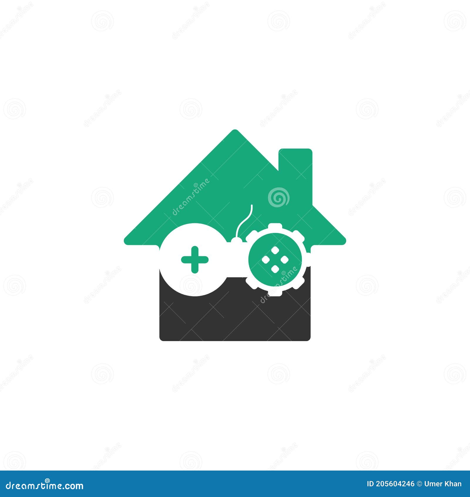 Gear Game Home Shape Concept Logo Design. Stock Vector - Illustration ...
