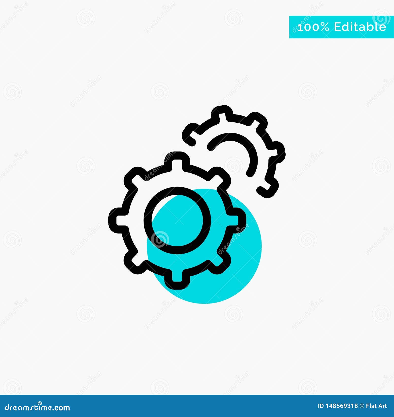 Gear, Gears, Setting Turquoise Highlight Circle Point Vector Icon Stock ...