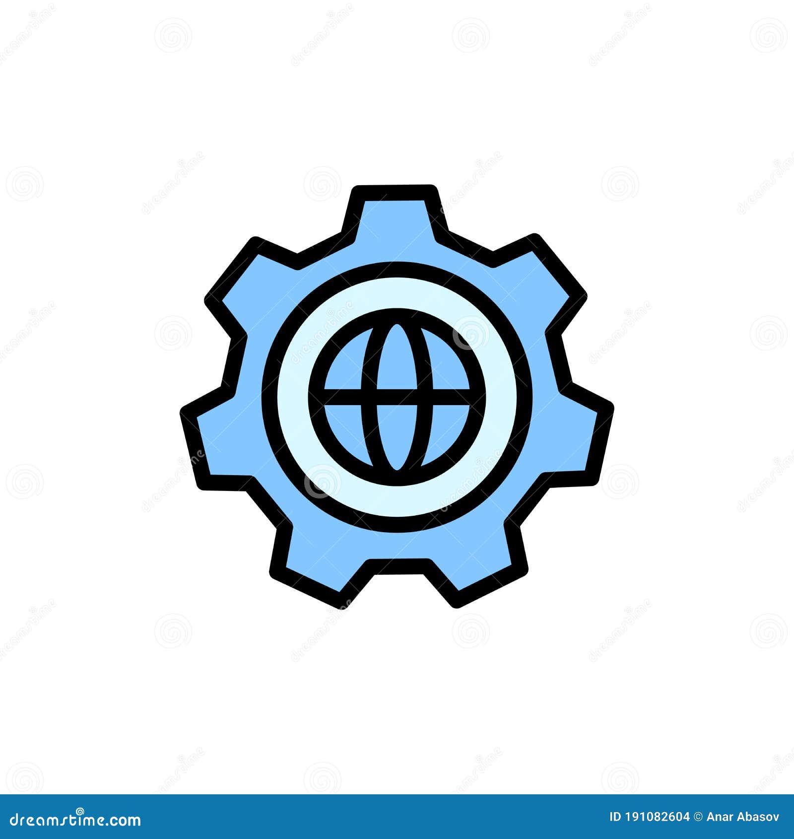 Gear, Global, Engineering Icon. Simple Color with Outline Vector ...