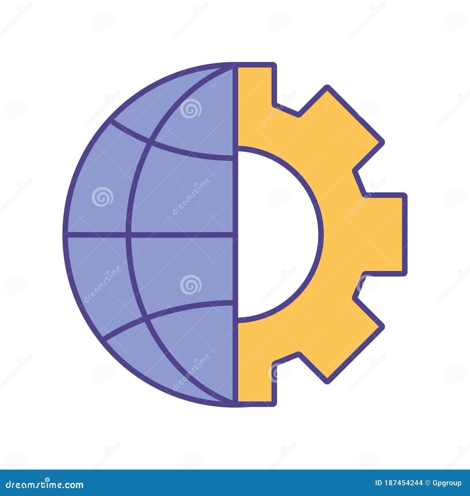 Gear with Global Sphere Line and Fill Style Icon Vector Design Stock ...