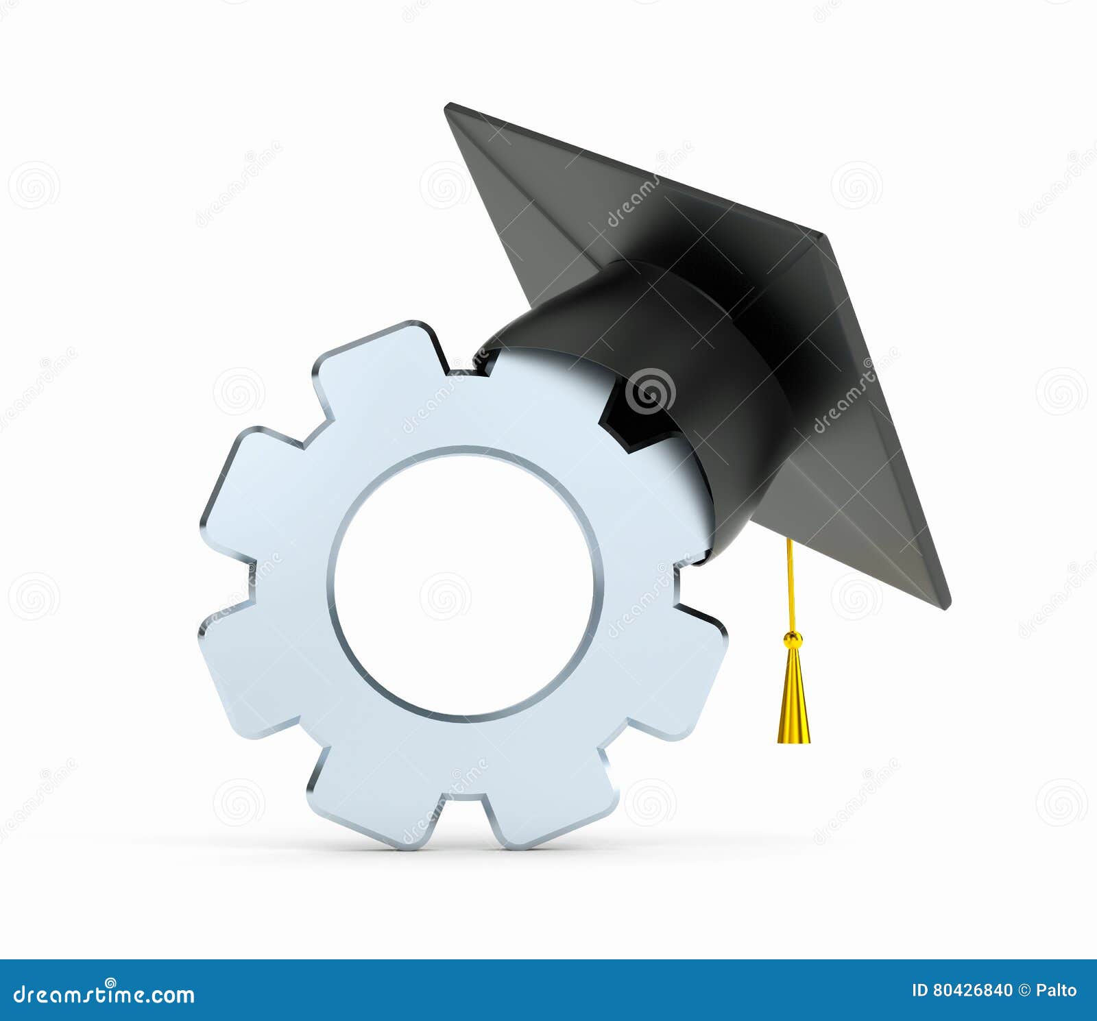 Gear and graduation cap stock illustration. Illustration of blue - 80426840