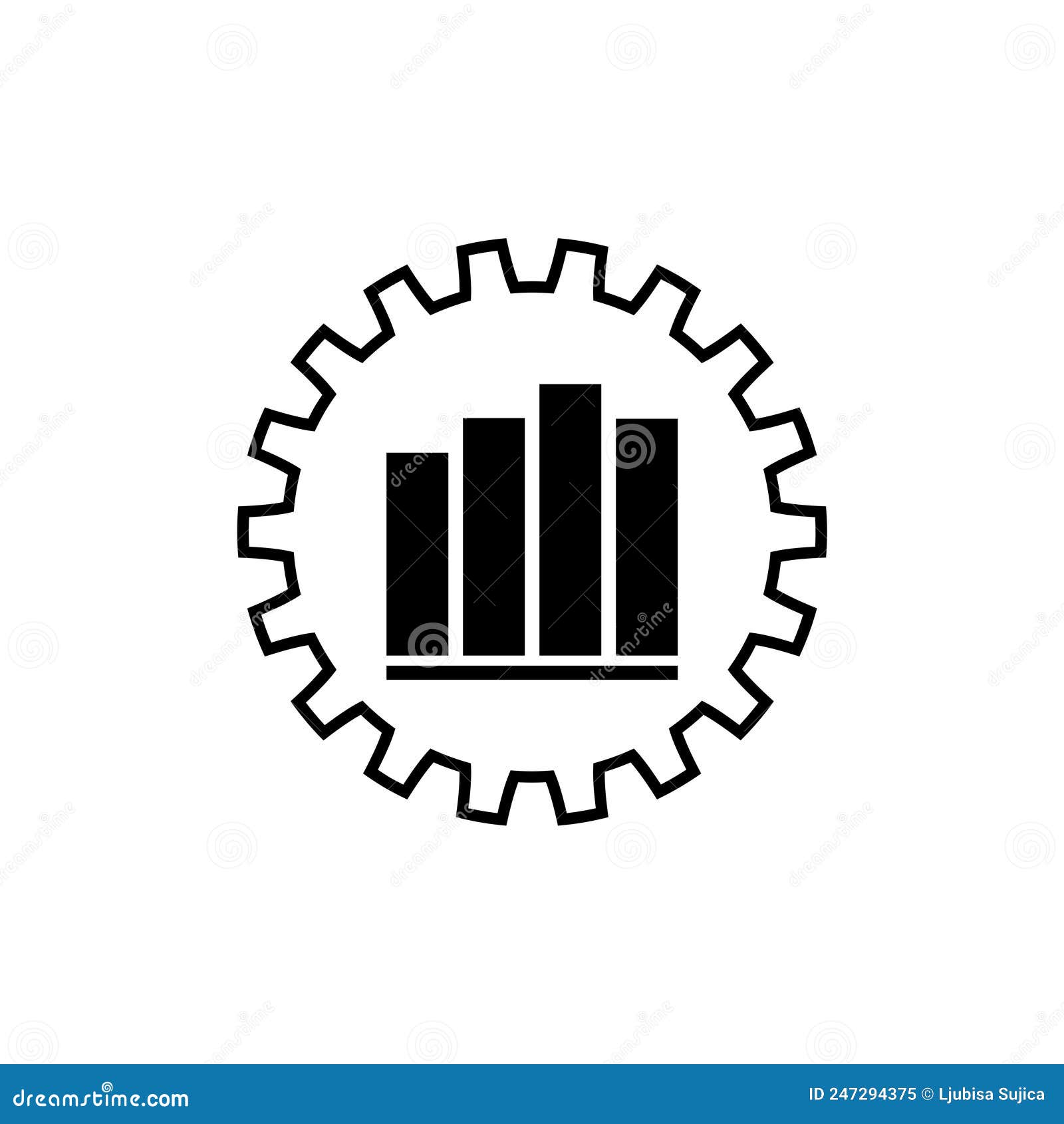 Gear with Graphic Chart Icon Isolated on White Background Stock Vector ...