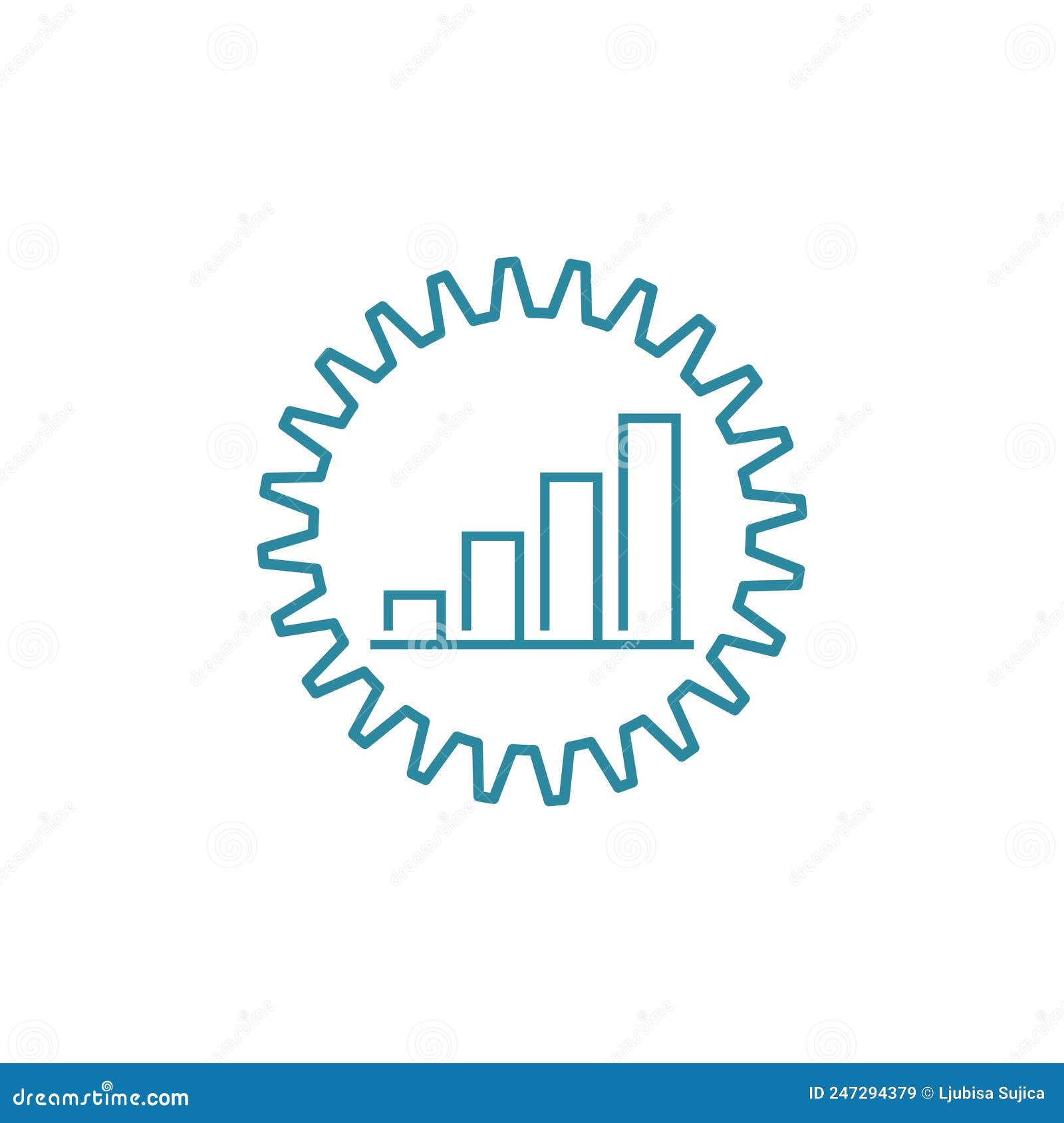 Gear with Graphic Chart Icon Isolated on White Background Stock Vector ...