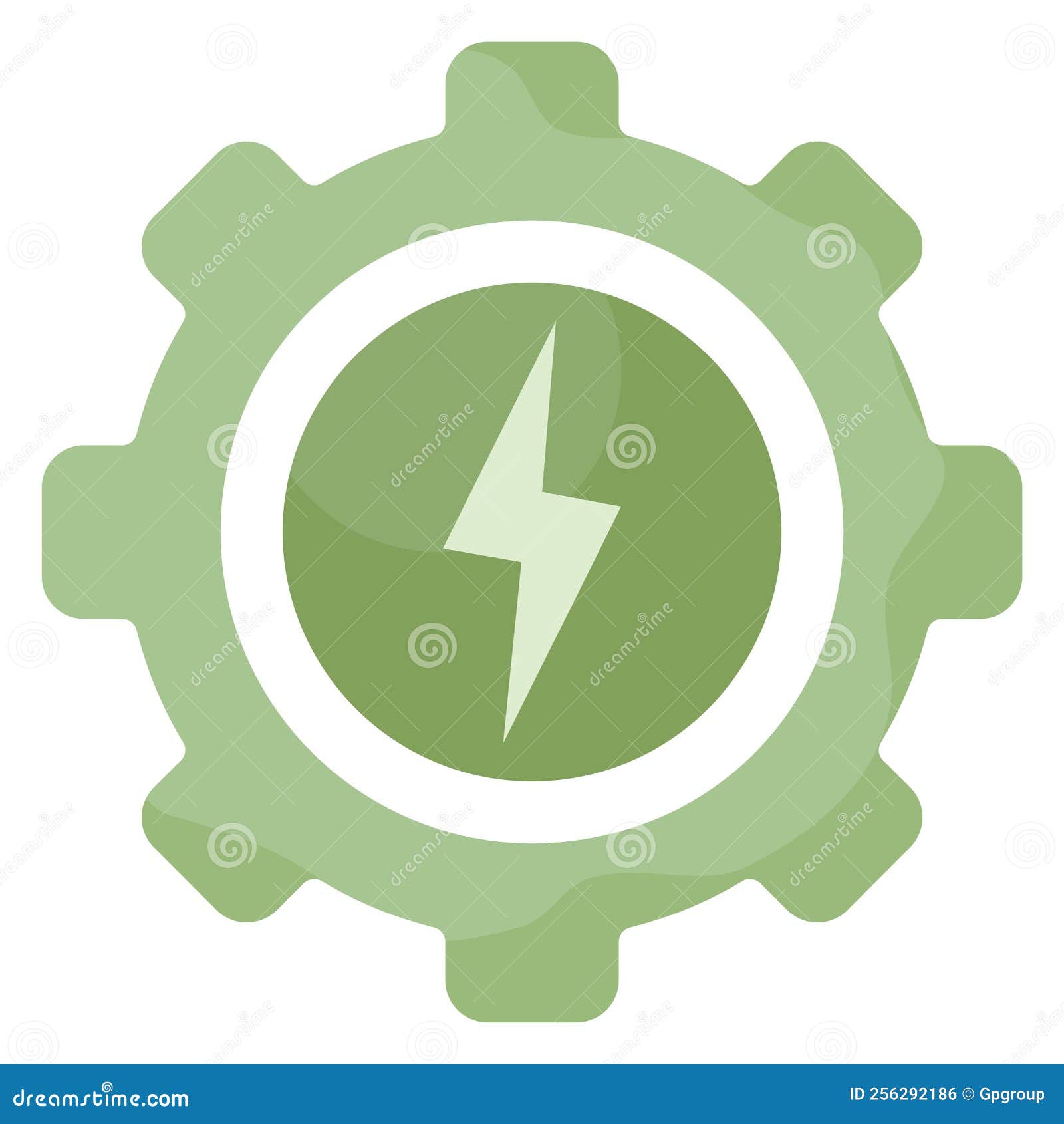 Gear with green thunder stock vector. Illustration of cogwheel - 256292186