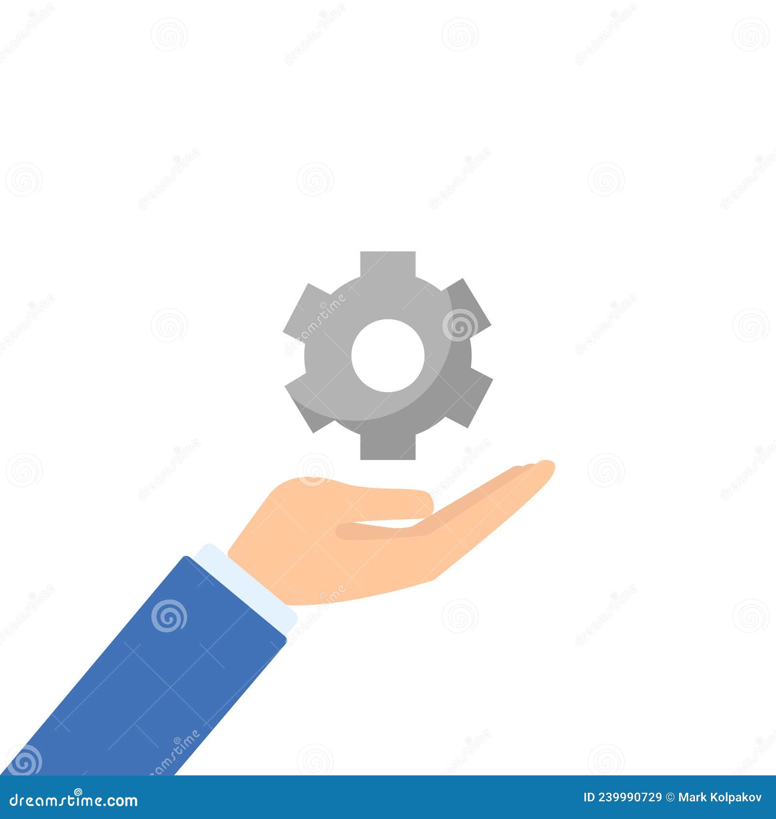 Gear in Hand Flat Icon. Support Concept Vector Stock Vector ...