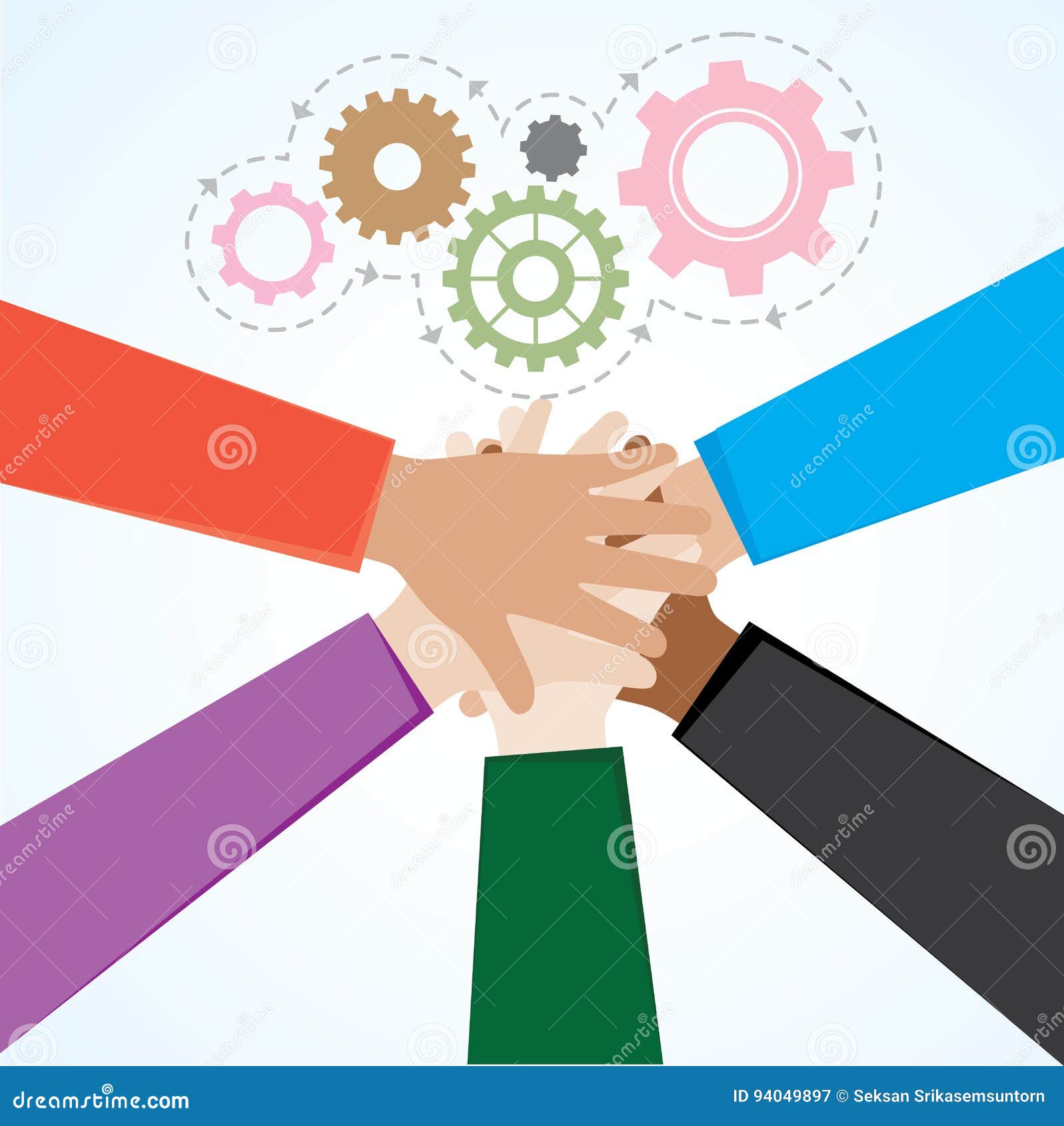 Gear and Hand Teamwork Illustration Stock Vector - Illustration of ...
