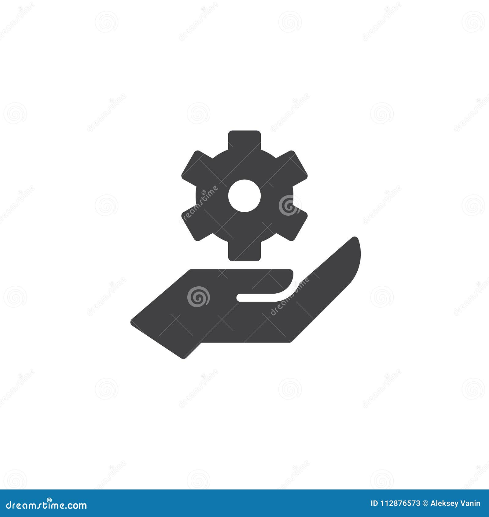 Gear in hand vector icon stock vector. Illustration of logo - 112876573