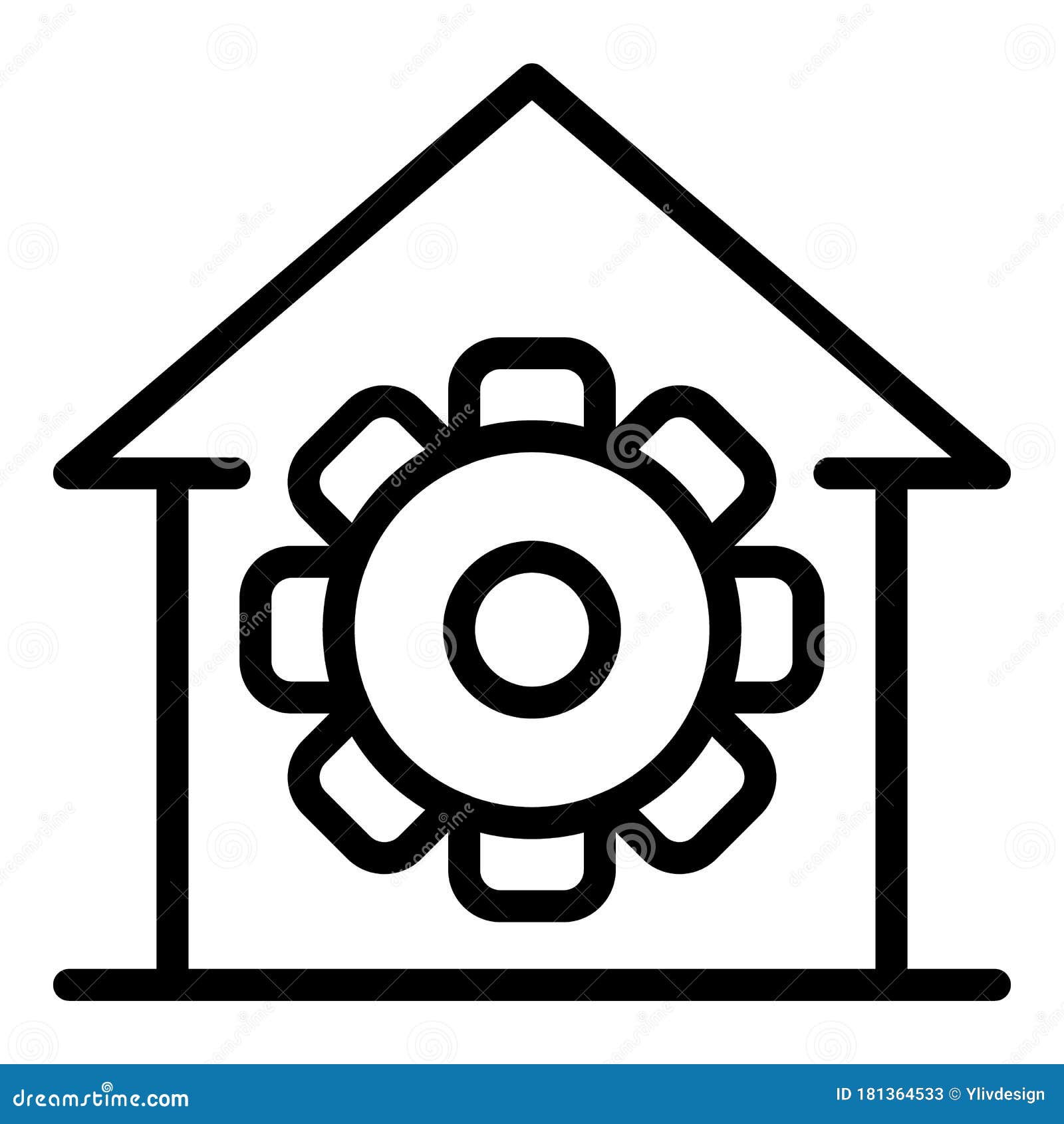 Gear in a House Icon, Outline Style Stock Vector - Illustration of ...