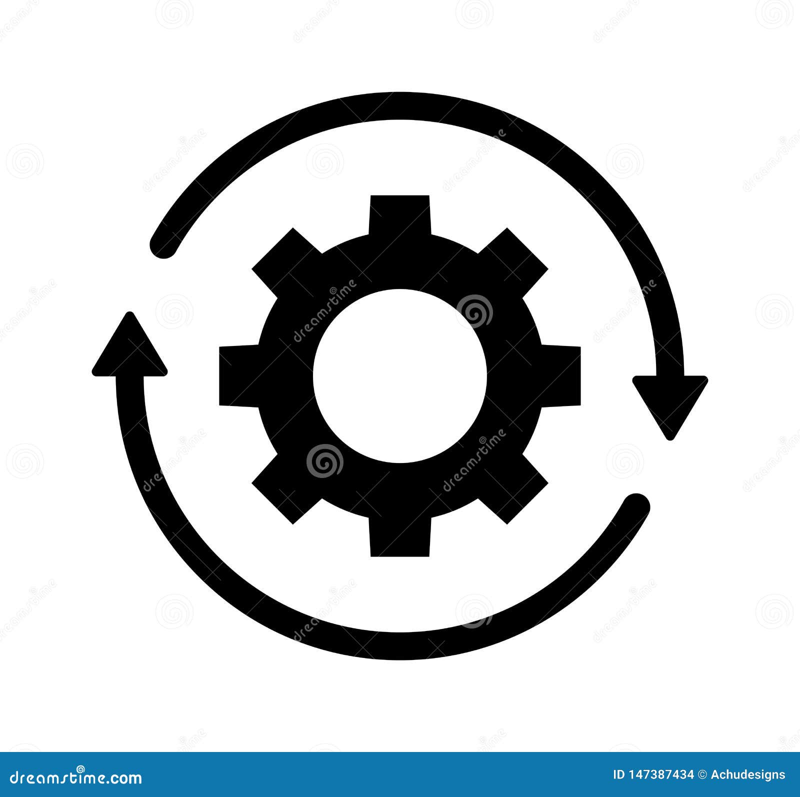 Cog Wheel Gear and Arrow Line Icon Stock Vector - Illustration of ...