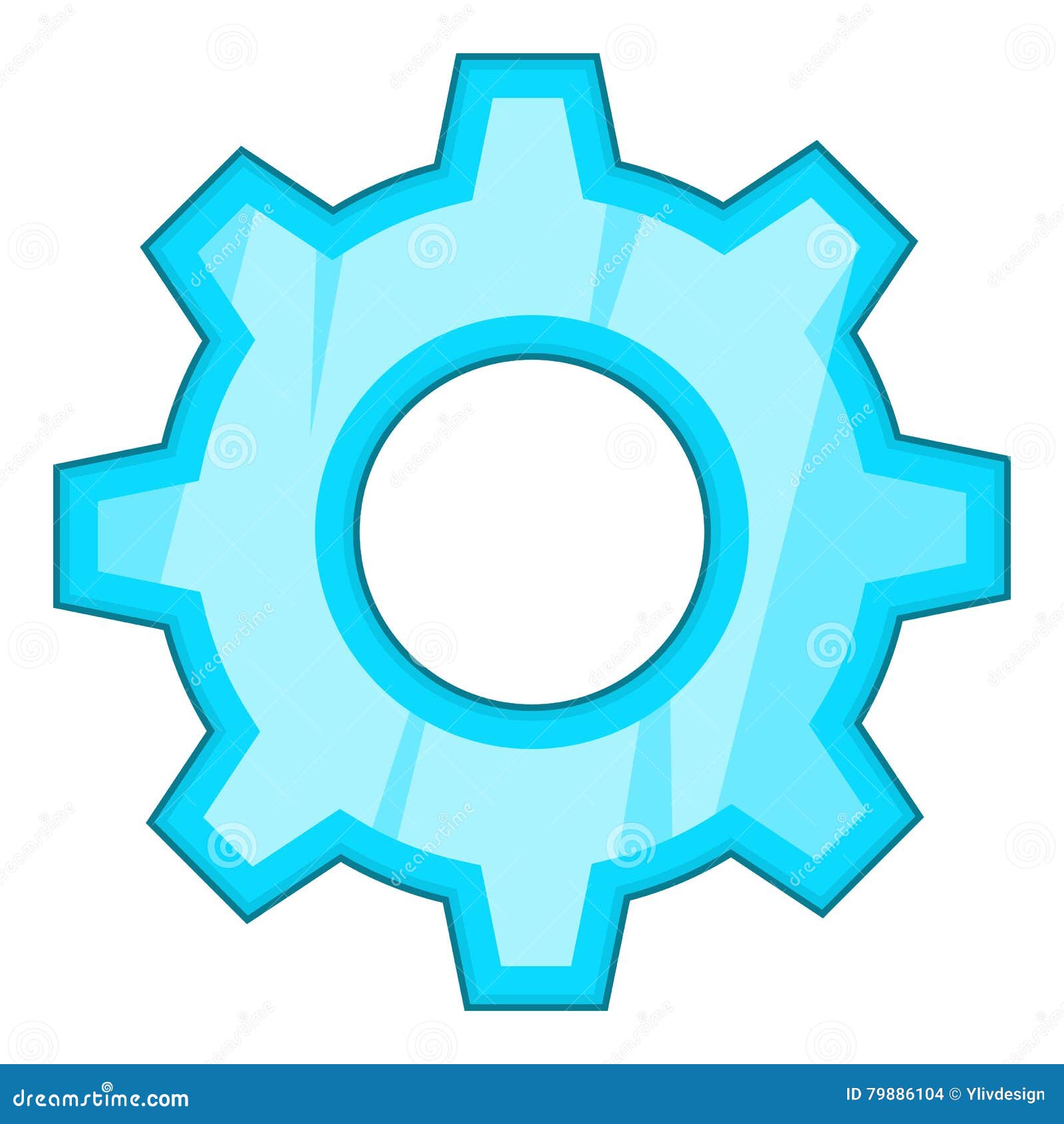 Gear icon, cartoon style stock vector. Illustration of metal - 79886104